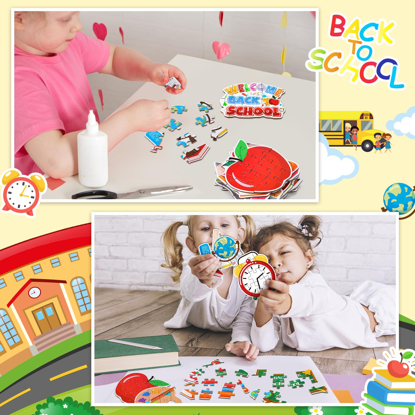 Snapklik.com : 24 Pack Back To School Puzzles For Kids Paper Jigsaw ...