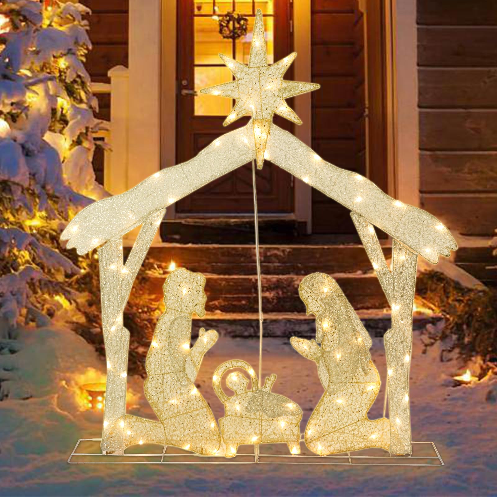 Snapklik.com : Vipush Lighted Outdoor Christmas Holy Family Decoration ...