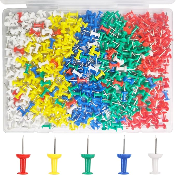 Amazon.com: 500 Pack Push Pins Tacks, Colored Map Push Pins, Plastic ...