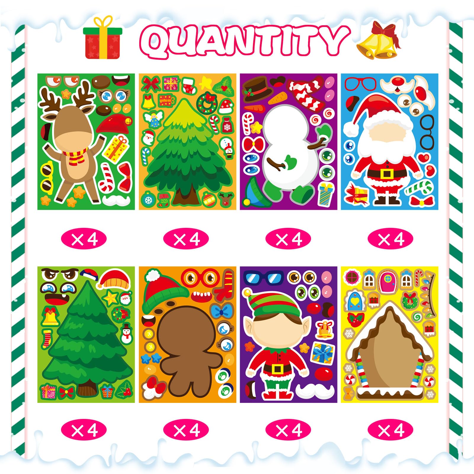 Snapklik.com : 32 Sheets Christmas Stickers For Crafts Make Your Own ...