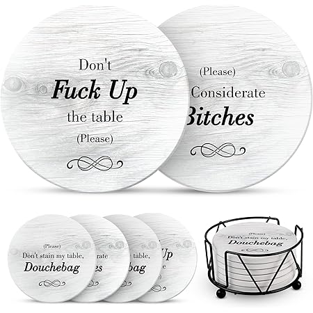 Amazon.com: Funny Coasters for Drinks with Holder - Absorbent Drink ...