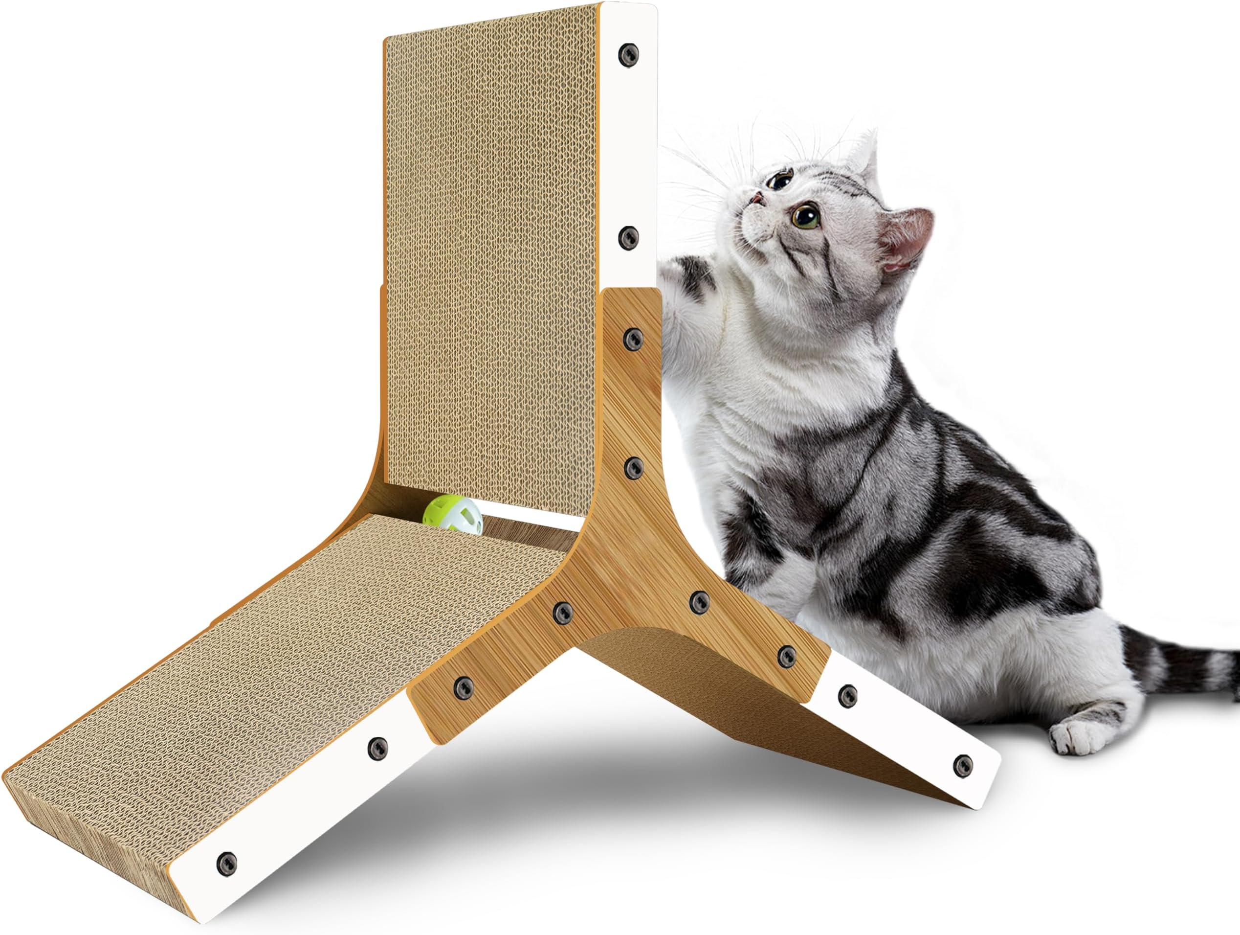 Amazon.com : 3-Sided Triangle Cat Scratching Post Scratcher Cardboard ...