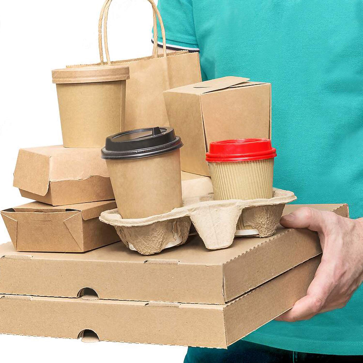 Snapklik.com : 25 Pcs 2 Cups Drink Carriers, Compostable Drink Carry ...