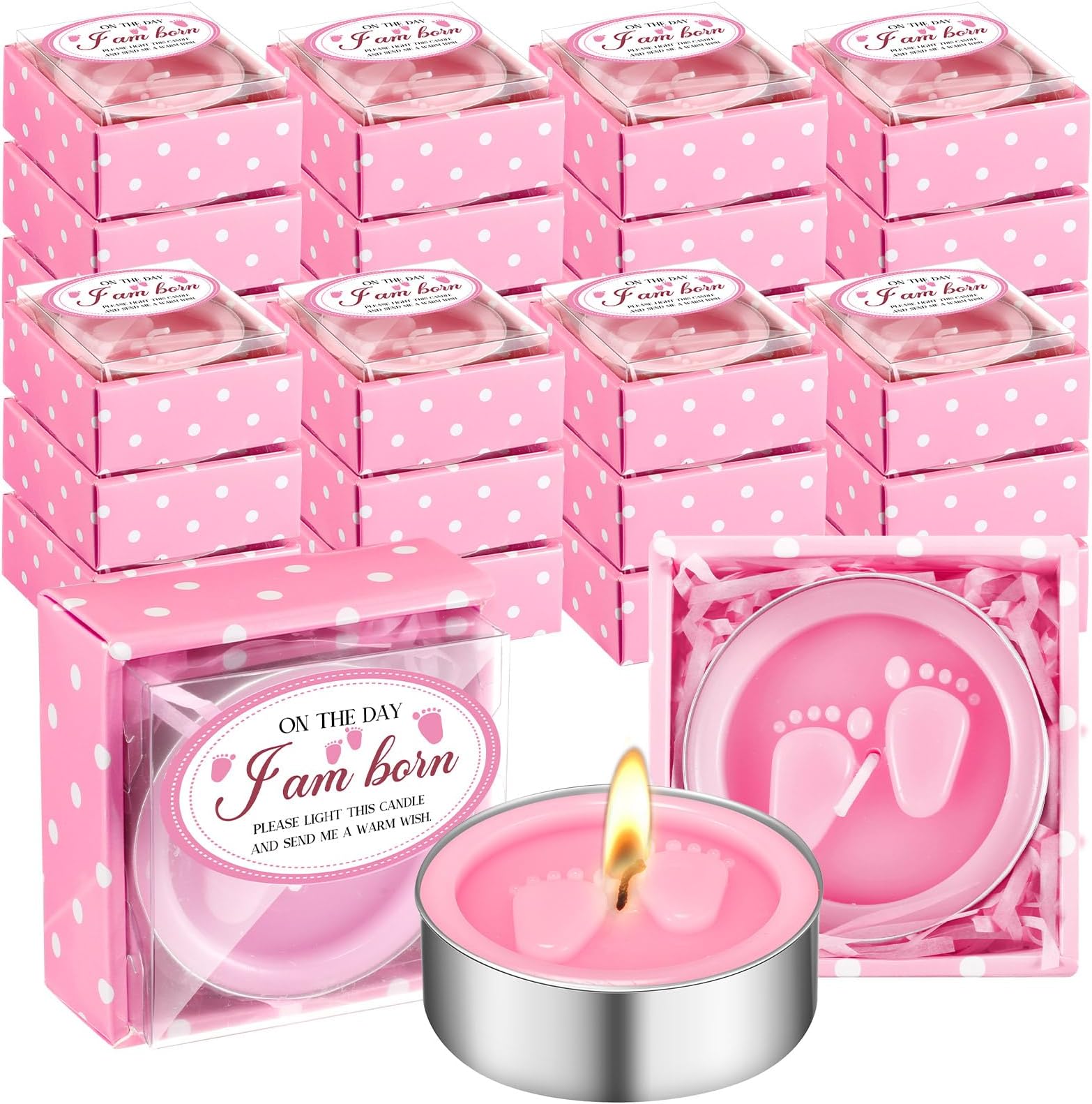 Amazon.com: Sosation 40 Sets Baby Shower Candle Party Favors Feet Tea ...