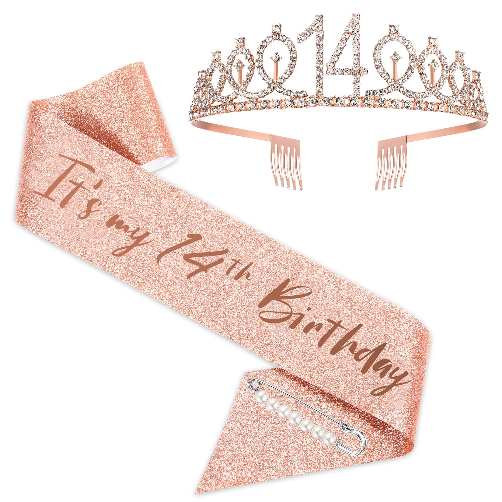 Amazon.com: BRT Bearingshui 14th Birthday Sash and Tiara for Girls ...
