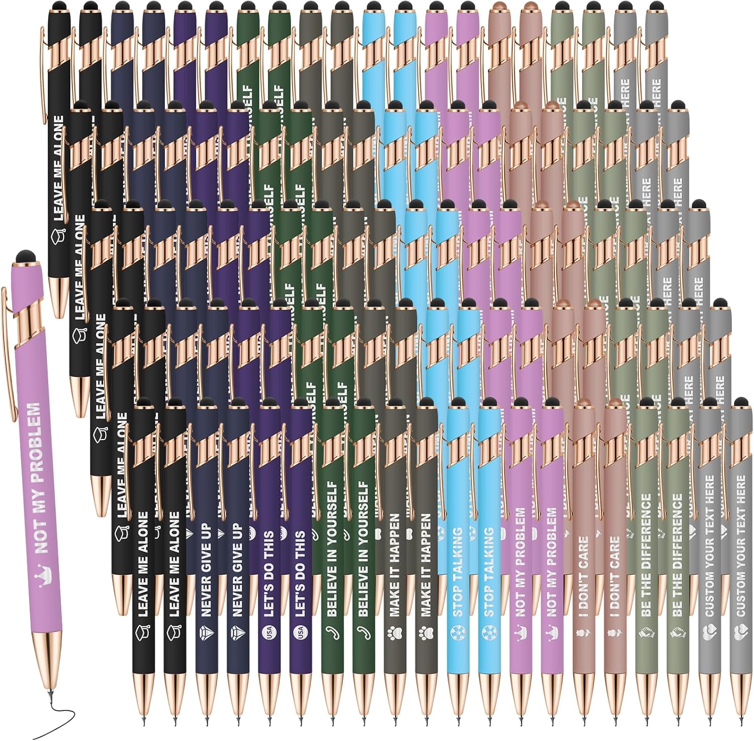 Amazon.com: 100 Pack Bulk Personalized Pens with Logo/Text/Name Stylus ...