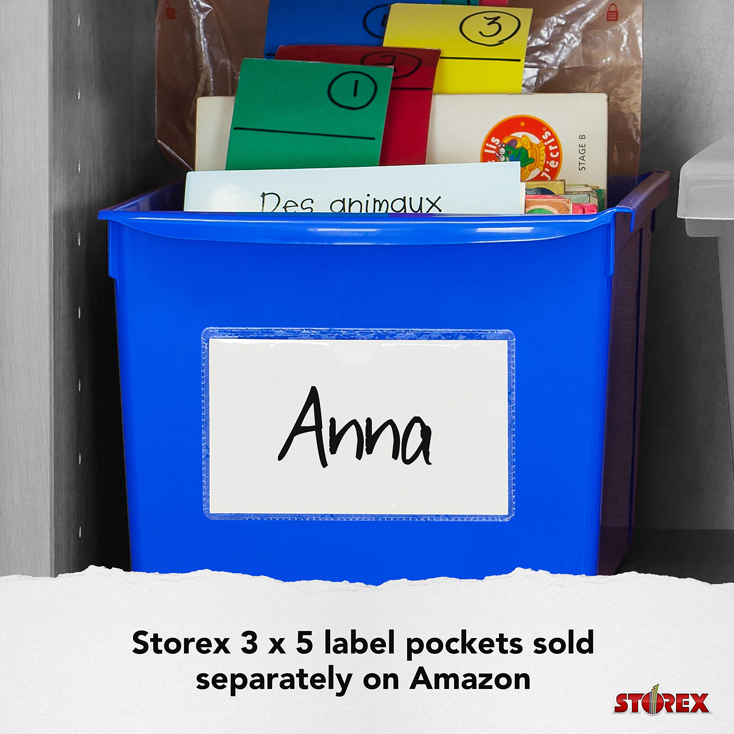 Storex Extra-Large Book Bin, Interlocking Plastic Organizer for Home ...