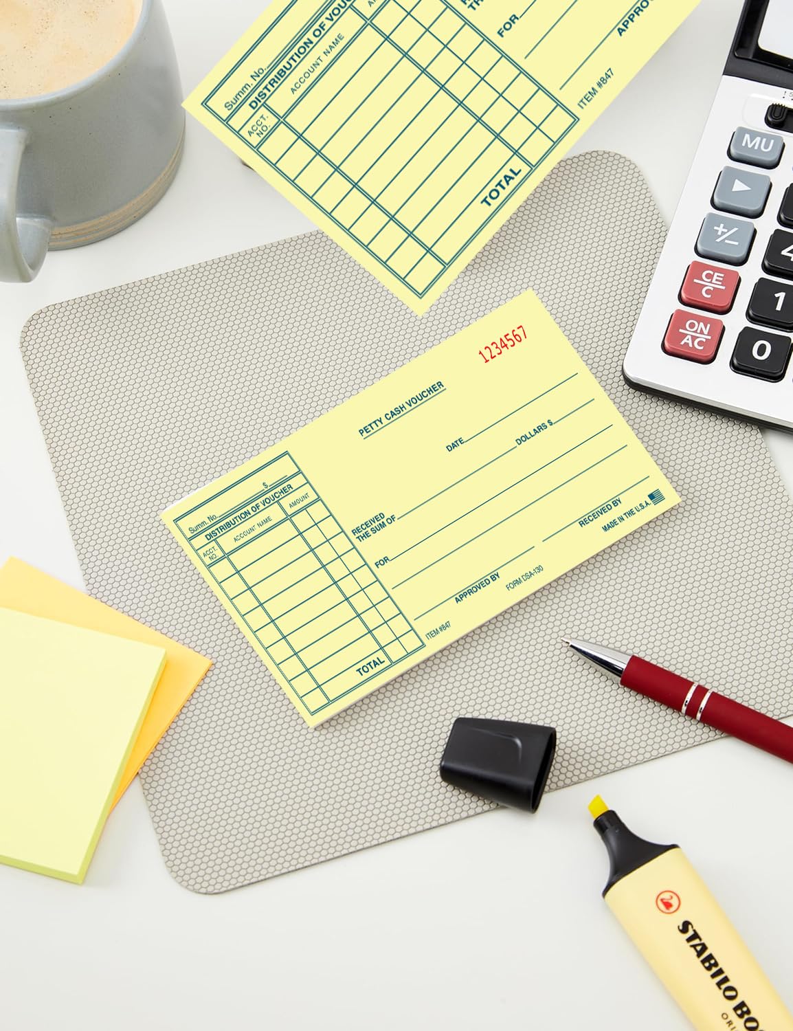 Accounting Forms 1000 Pack Petty Cash Voucher Forms - Yellow 1-Part ...