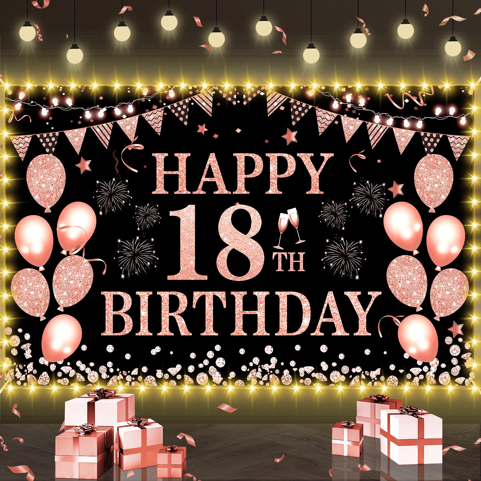 Amazon.com: 18th Birthday Decorations for Girls with LED Lights 18th ...