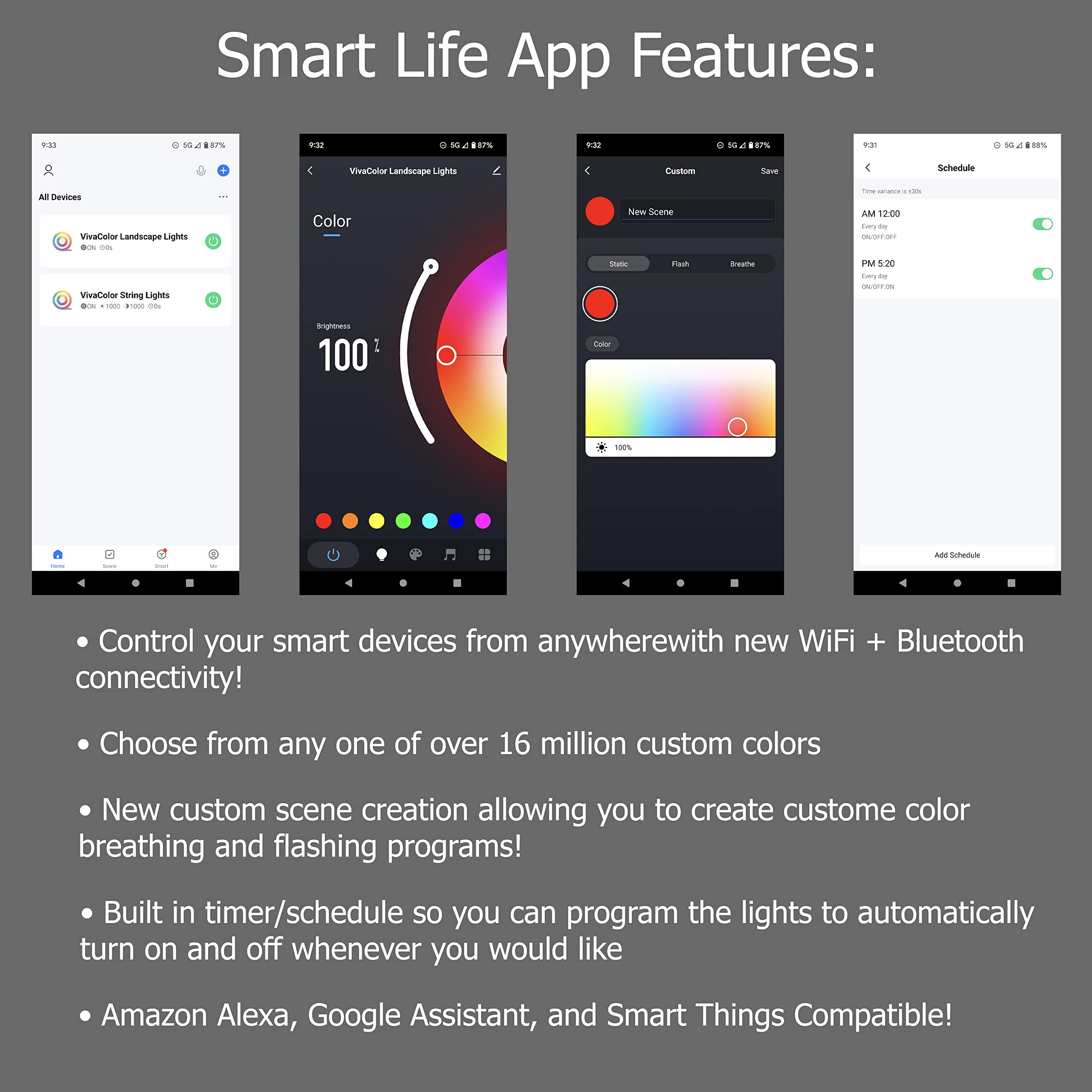 VivaColor by JayCee Products *V2* WiFi + Bluetooth RGB Landscape Lights ...