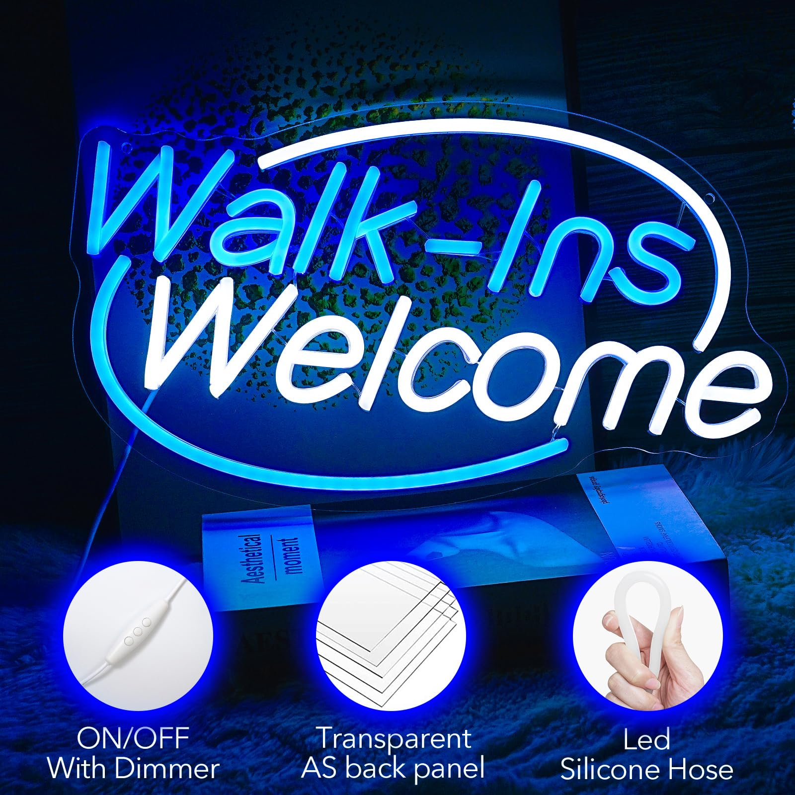 Snapklik.com : Walk-Ins Welcome Neon Sign, Neon Sign For Wall Decor ...