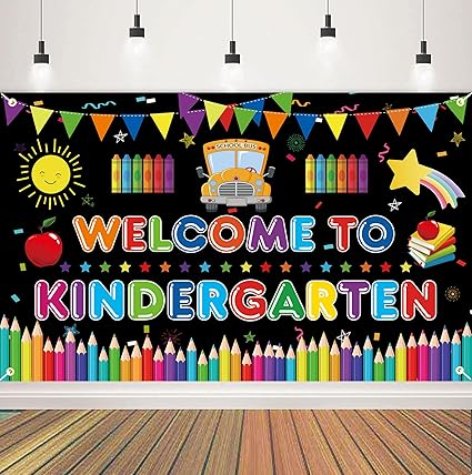 Amazon.com: Colorful Welcome to Kindergarten Banner, Welcome Back to ...