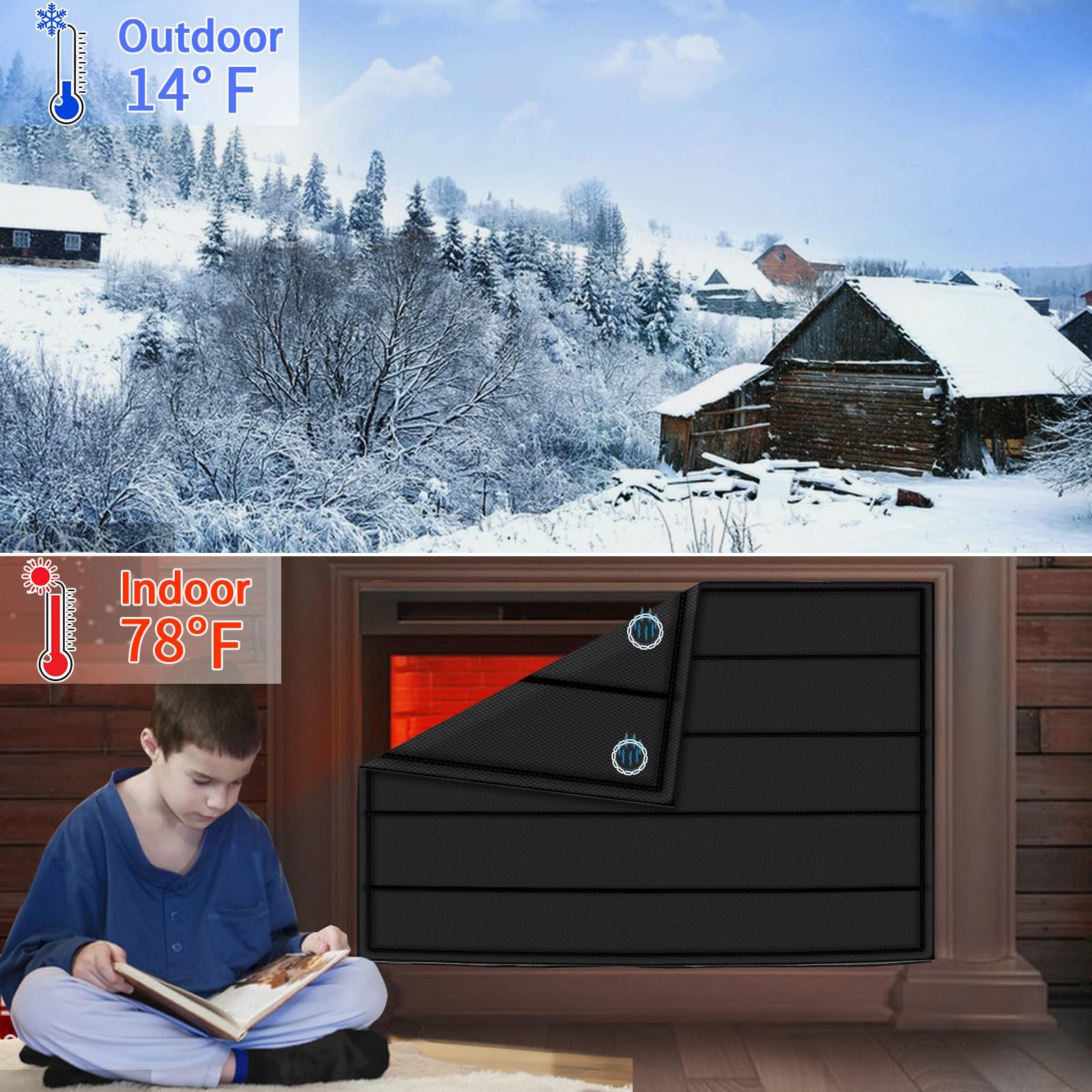 Snapklik.com : Magnetic Fireplace Blanket For Heat Loss Indoor ...