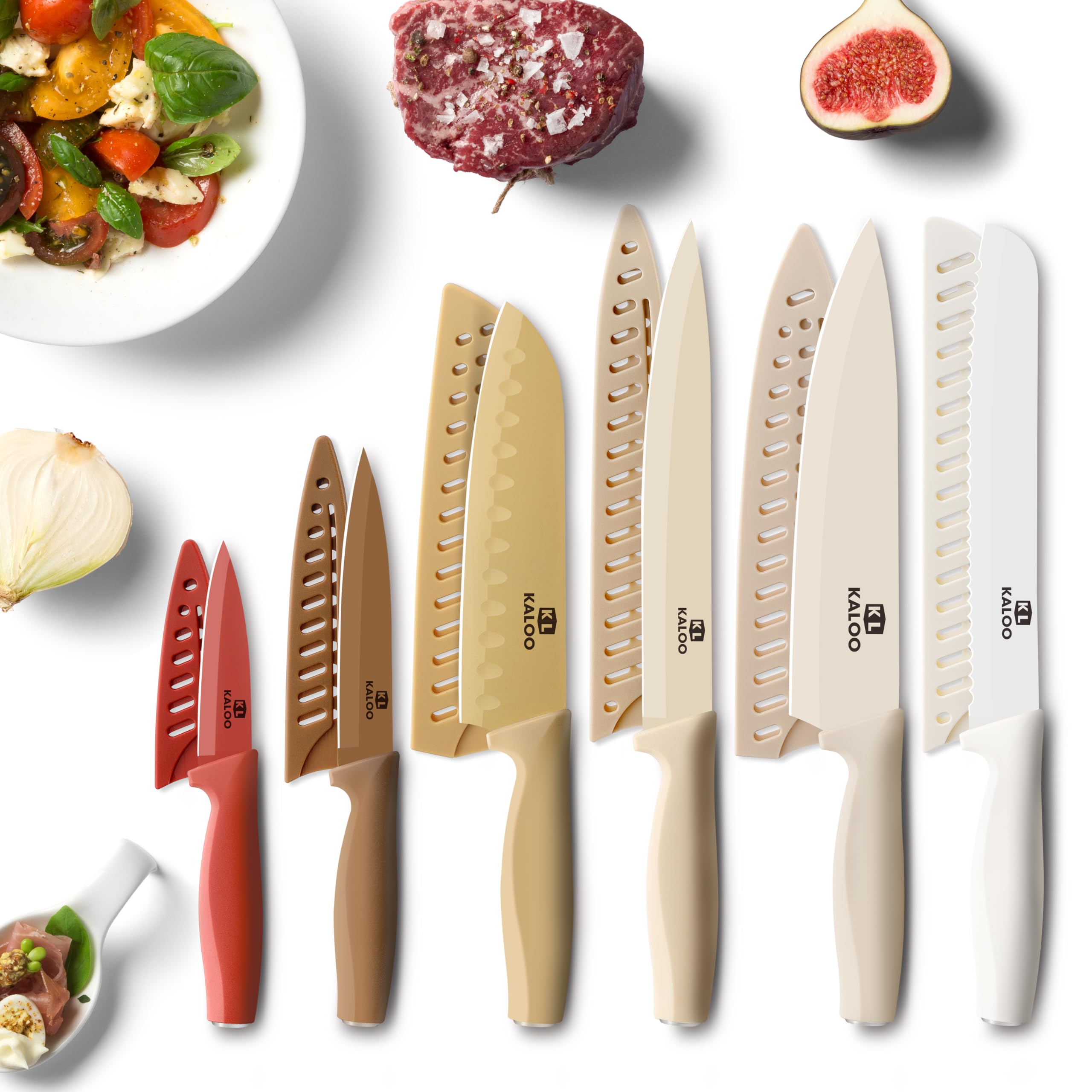 Amazon.com: 12 Piece Kitchen Knife Set, Kaloo Stainless Steel Knife Set ...