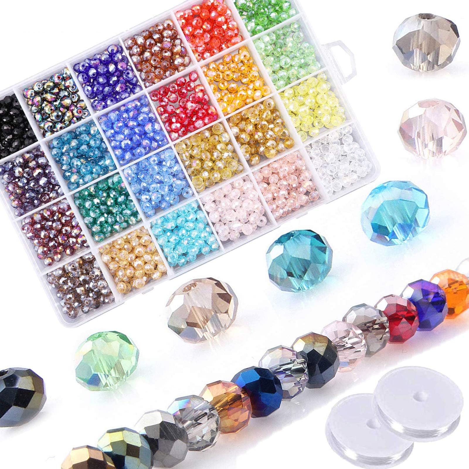 Amazon.com: 1200Pcs Faceted Rondelle Beads, Messar 6mm Crystal Glass ...