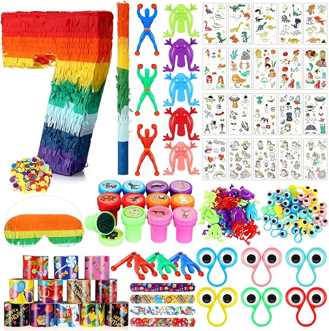 Amazon.com: Lenwen 120 Pcs Rainbow Piñata Set, Multicolor Birthday ...