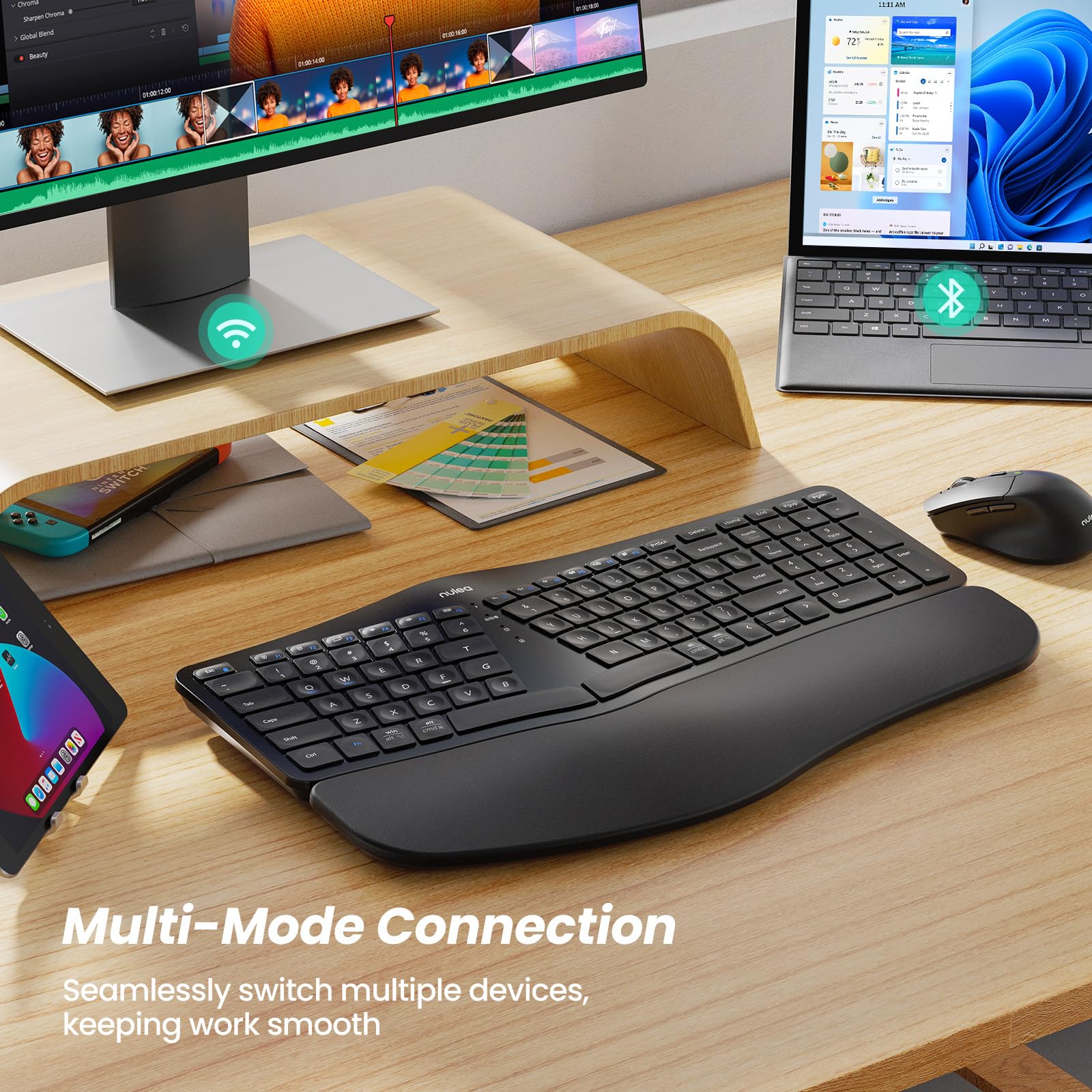 Snapklik.com : Nulea KM75 Advanced Ergonomic Wireless Keyboard And ...