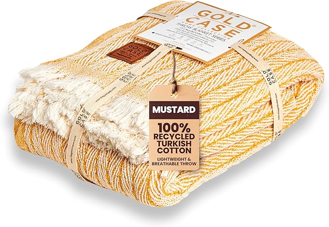 Amazon.com: GOLD CASE Throw Blanket for Couch – 100% Recycled Turkish ...