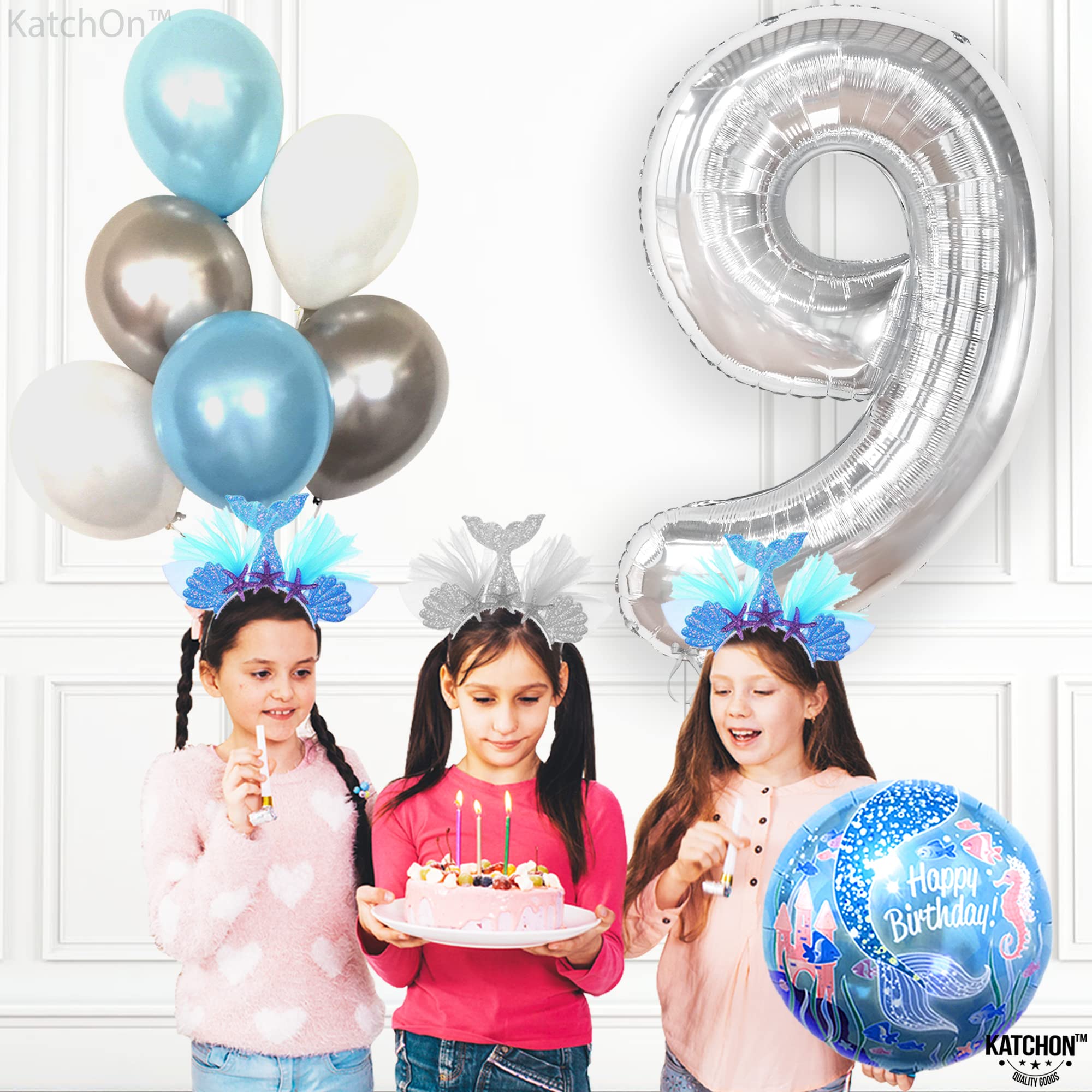Snapklik.com : Giant Silver Number 9 Balloon - 40 Inch Foil 9 Birthday ...