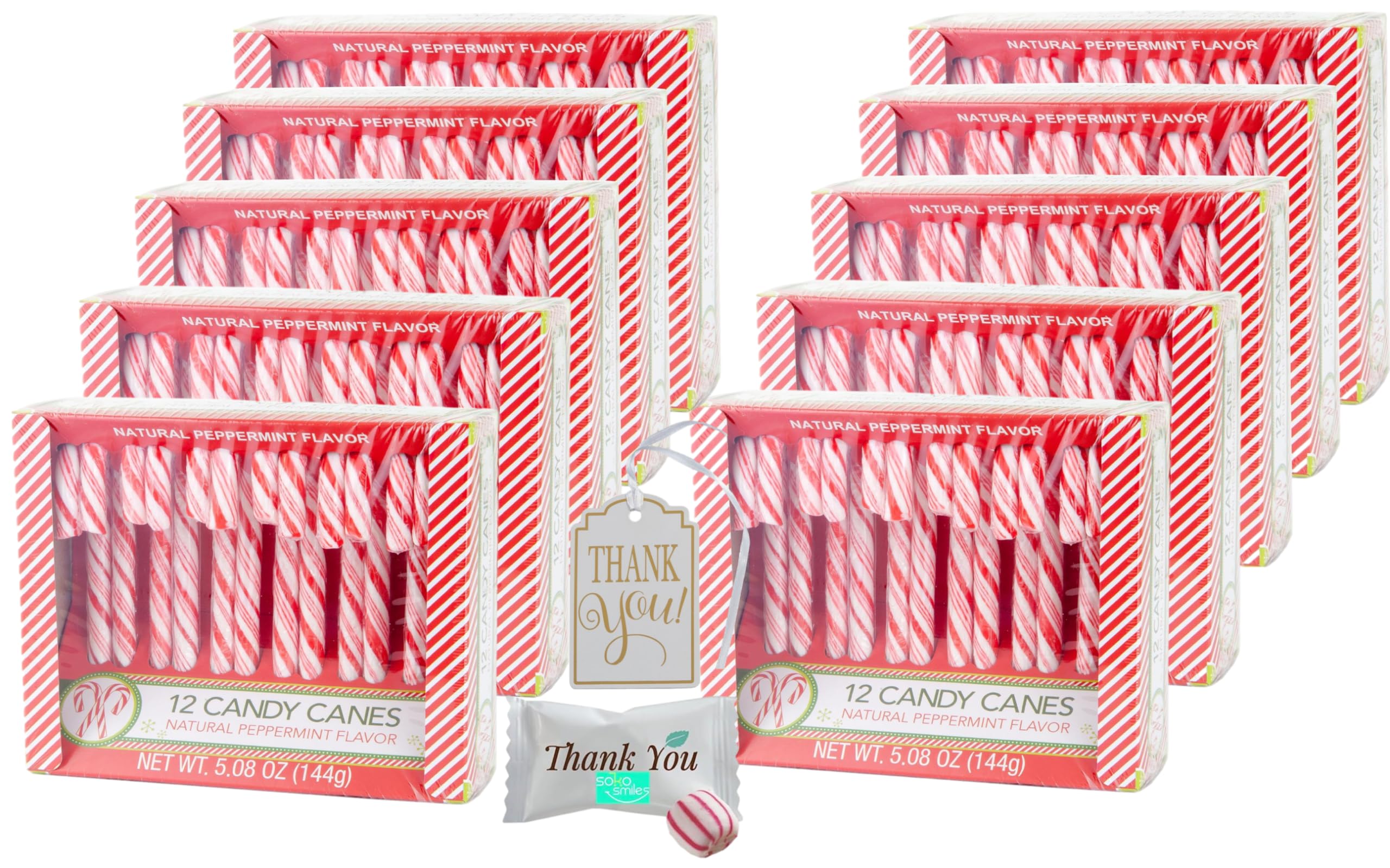 Amazon.com : Peppermint Flavored Candy Cane | Red & White Stripes ...