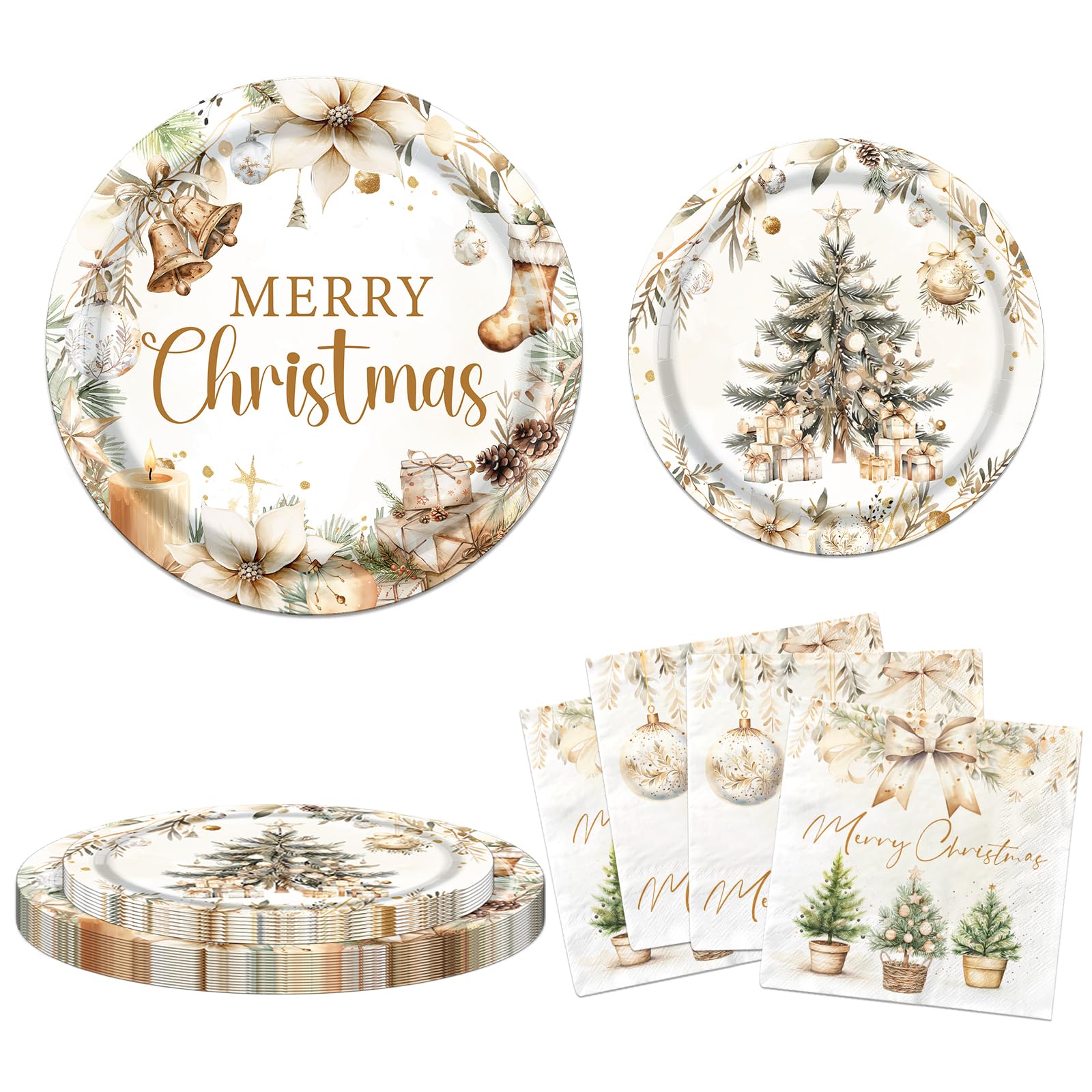 Amazon.com: Christmas Paper Plates and Napkins, Vintage Christmas ...