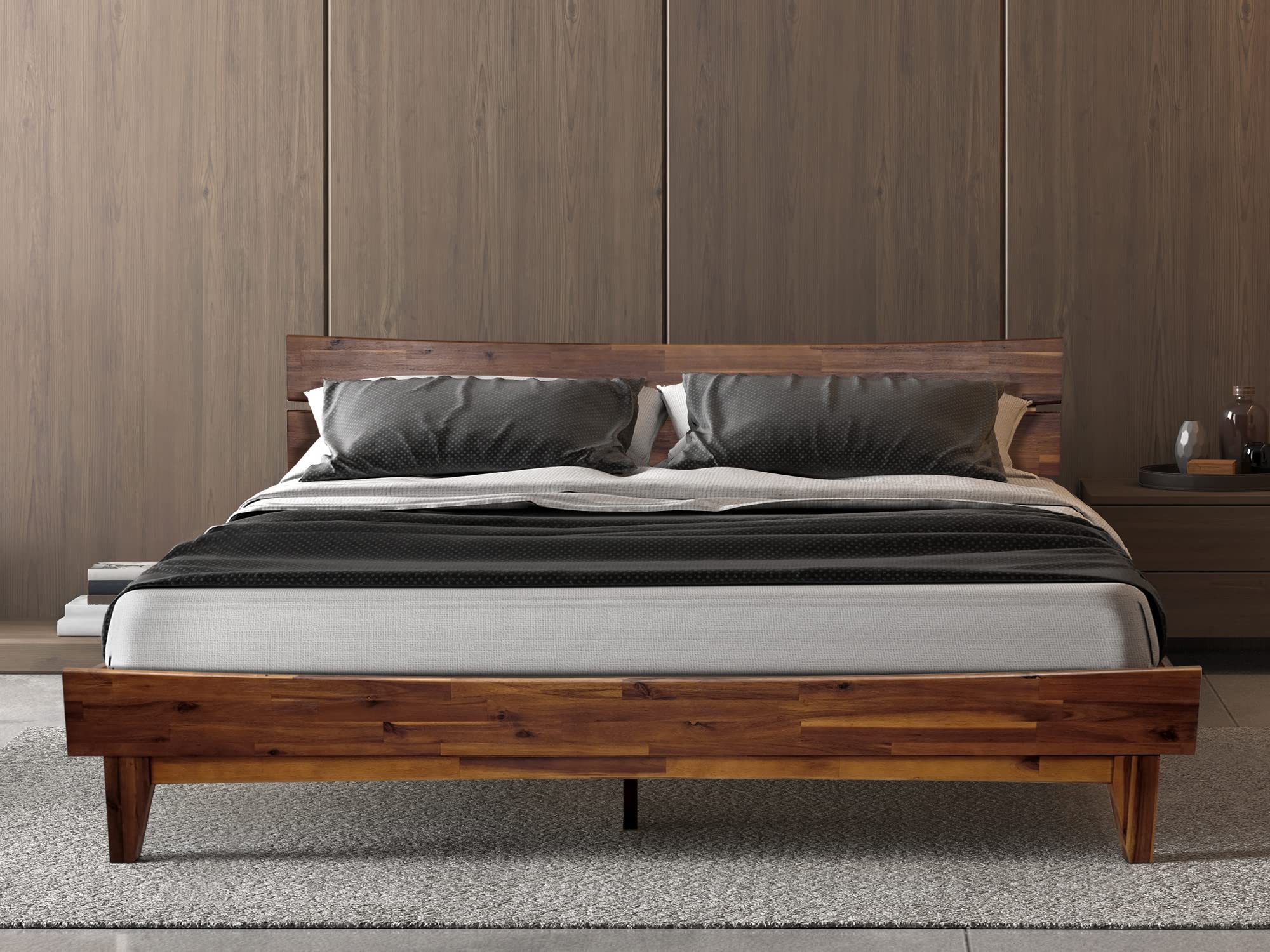 Acacia Aurora 14 Inch Wood Platform Bed, Bed Frame with Headboard, King ...
