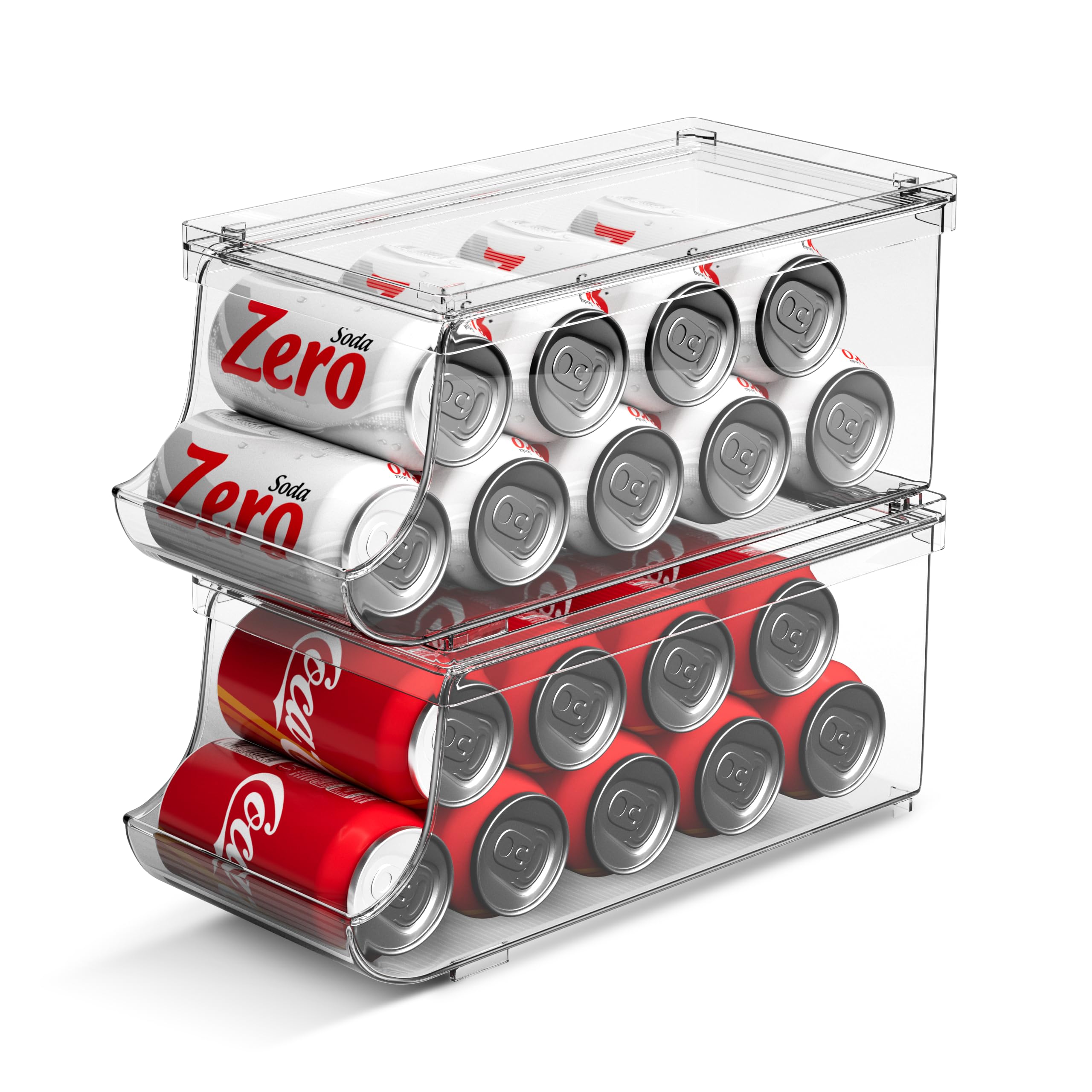 Amazon.com: Cabinize Set of 2 Stackable Drink Can Organizer for Fridge ...