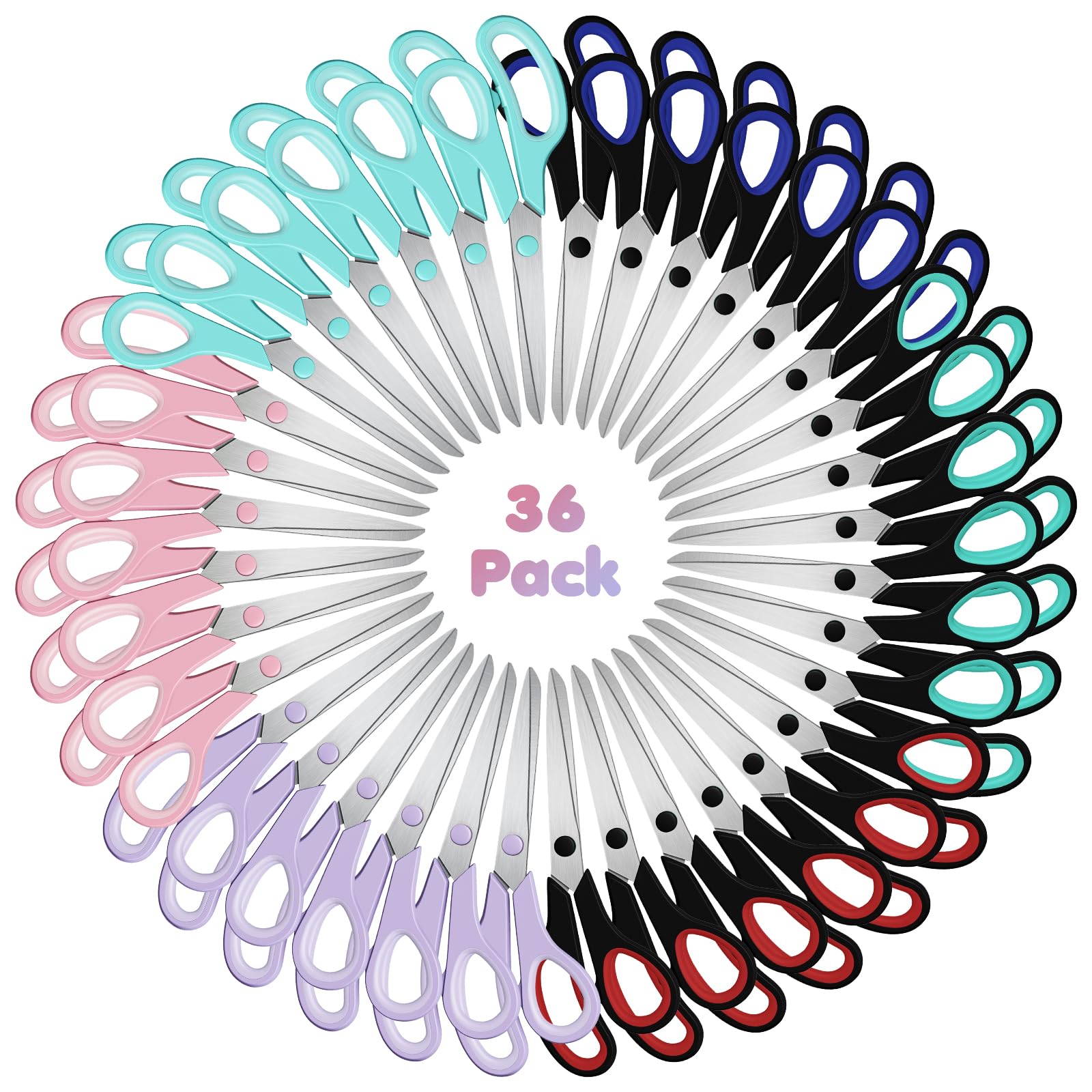 Scissors 36-Pack, 8'' Stainless Steel Scissor with Sharp Blades ...