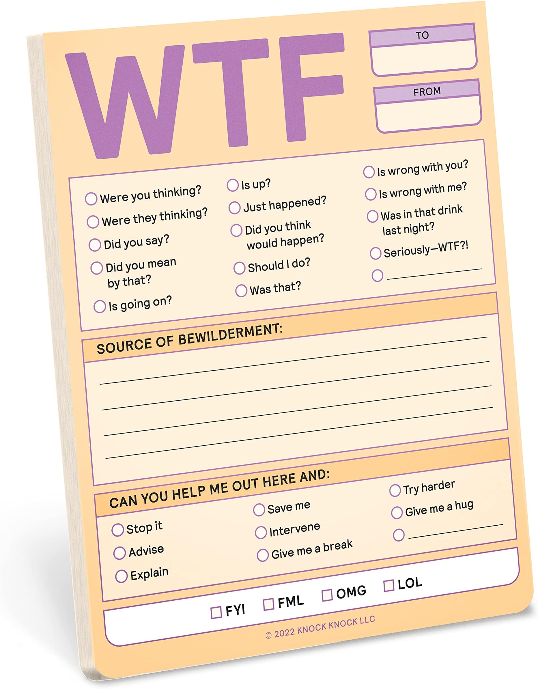 Amazon.com : Knock Knock 1 Count WTF Pad, Funny Notepads & Checklist ...