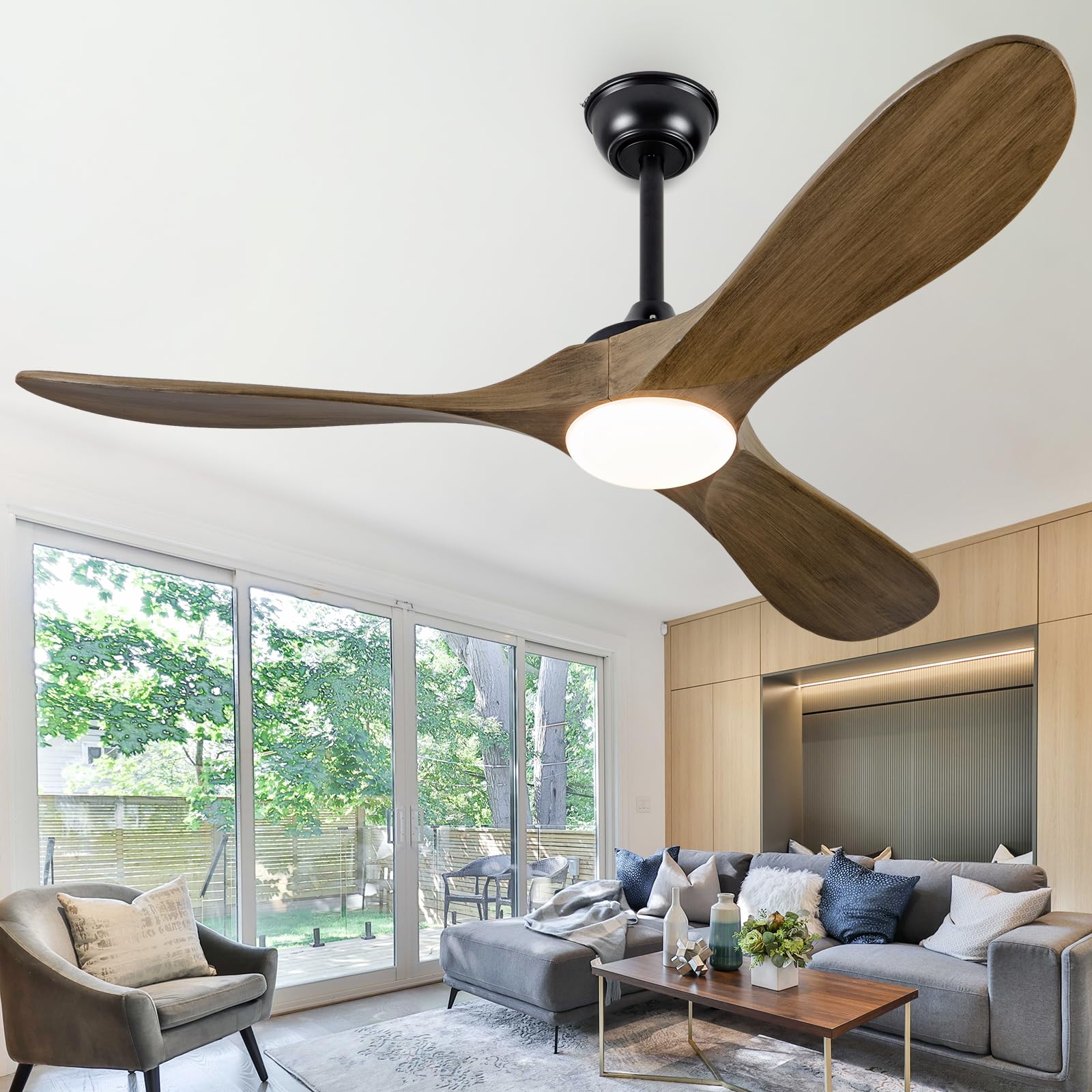 Amazon.com: Ceversa 52 Inch Solid Wood Ceiling Fan with Light and ...