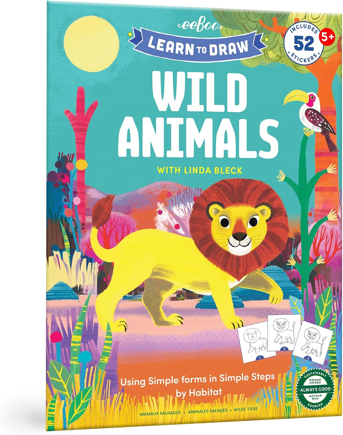 Amazon.com: eeBoo: Learn to Draw - Wild Animals - Drawing Guidebook, 50 ...