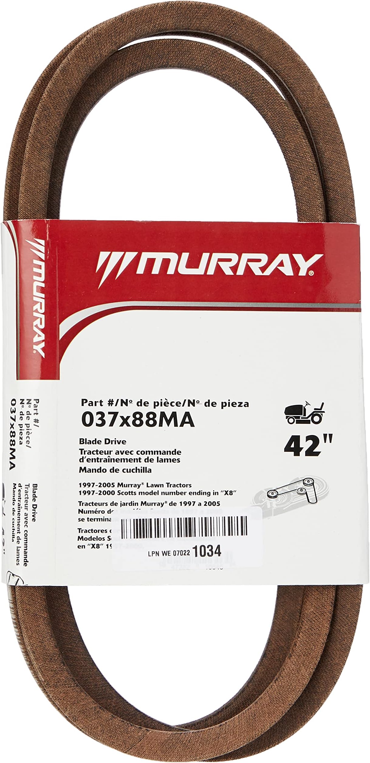 Amazon.com : Murray 42 Lawn Mower Blade Belt '97 & Up 37X88MA : Murray ...
