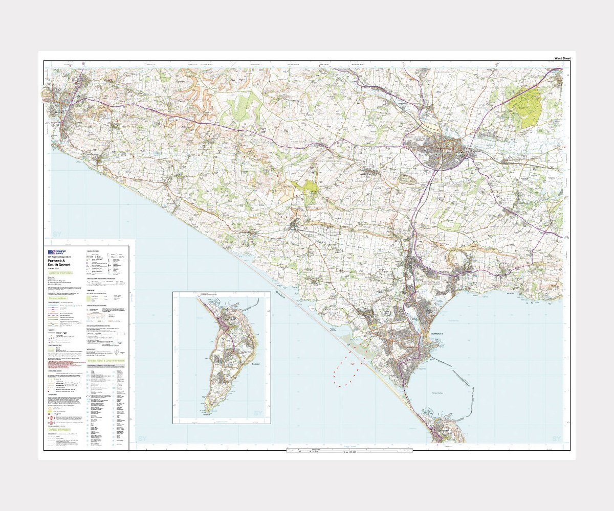 Explorer OL15 ~ Purbeck and South Dorset ~ Ordnance Survey Laminated ...