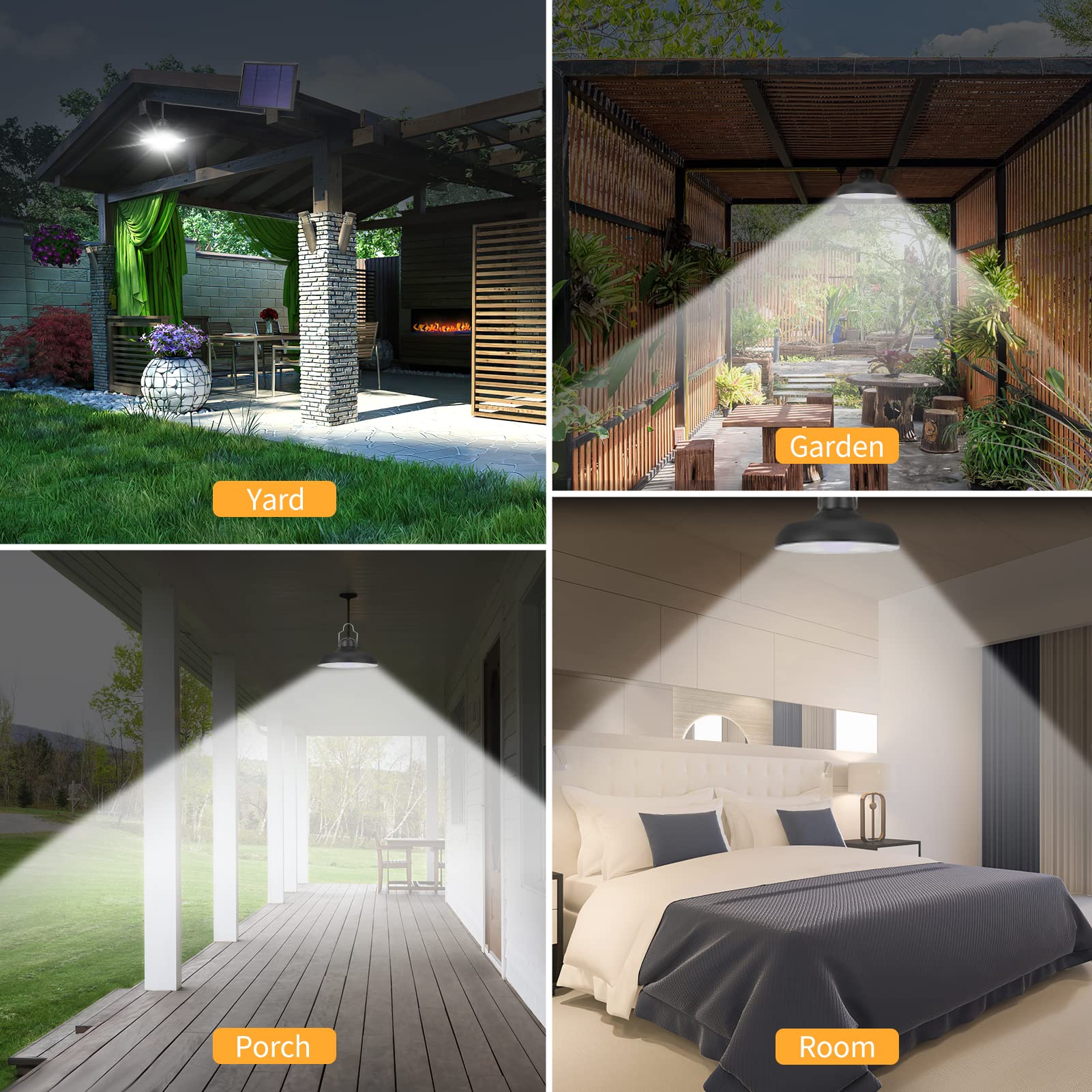 Sararoom LED Solar Pendant Light Outdoor, 7in 3000K/4000K/6000K ...