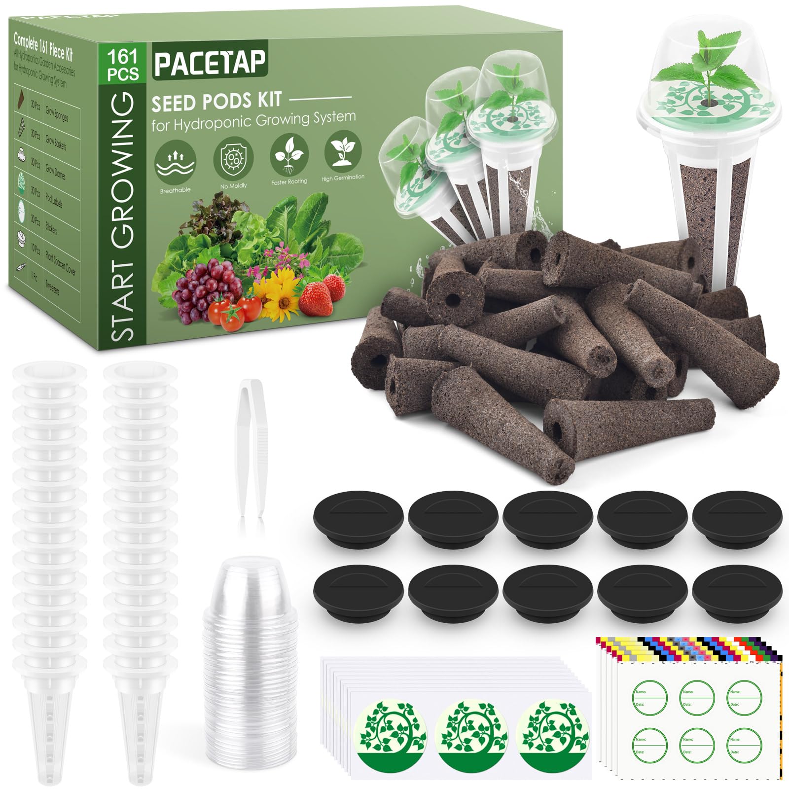 Amazon.com : PACETAP 161 Pcs Seed Pod Kit for AeroGarden, Plant Seed ...