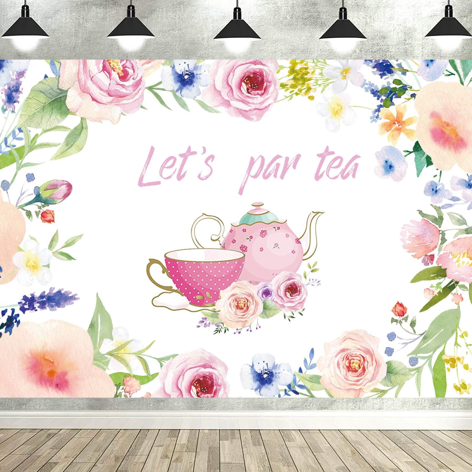 Amazon.com : Let's Par Tea Photography Backdrop 5x3FT Tea Time Photo ...