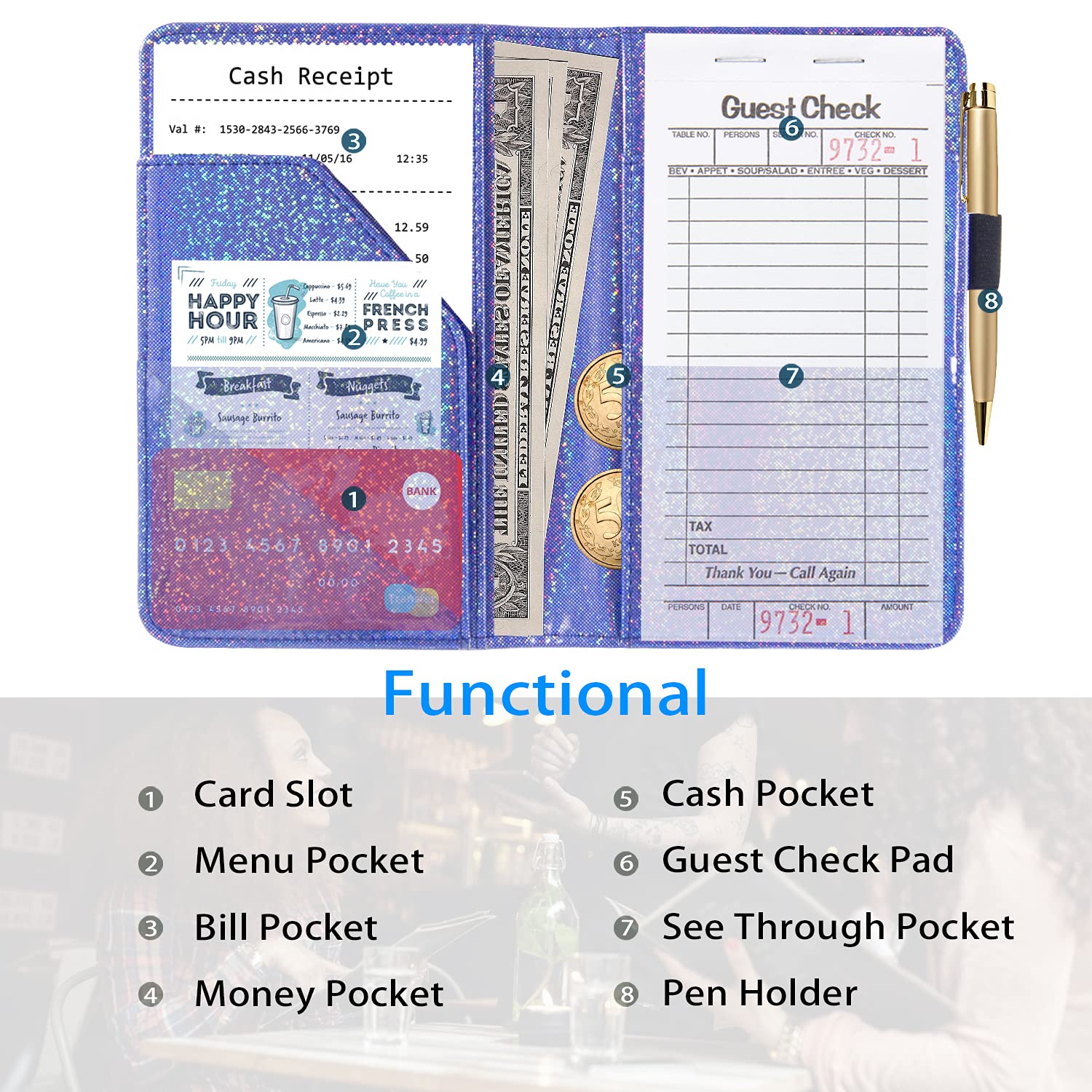 ACdream Server Books for Waitress, Guest Book Note Pad, Cute Pocket ...