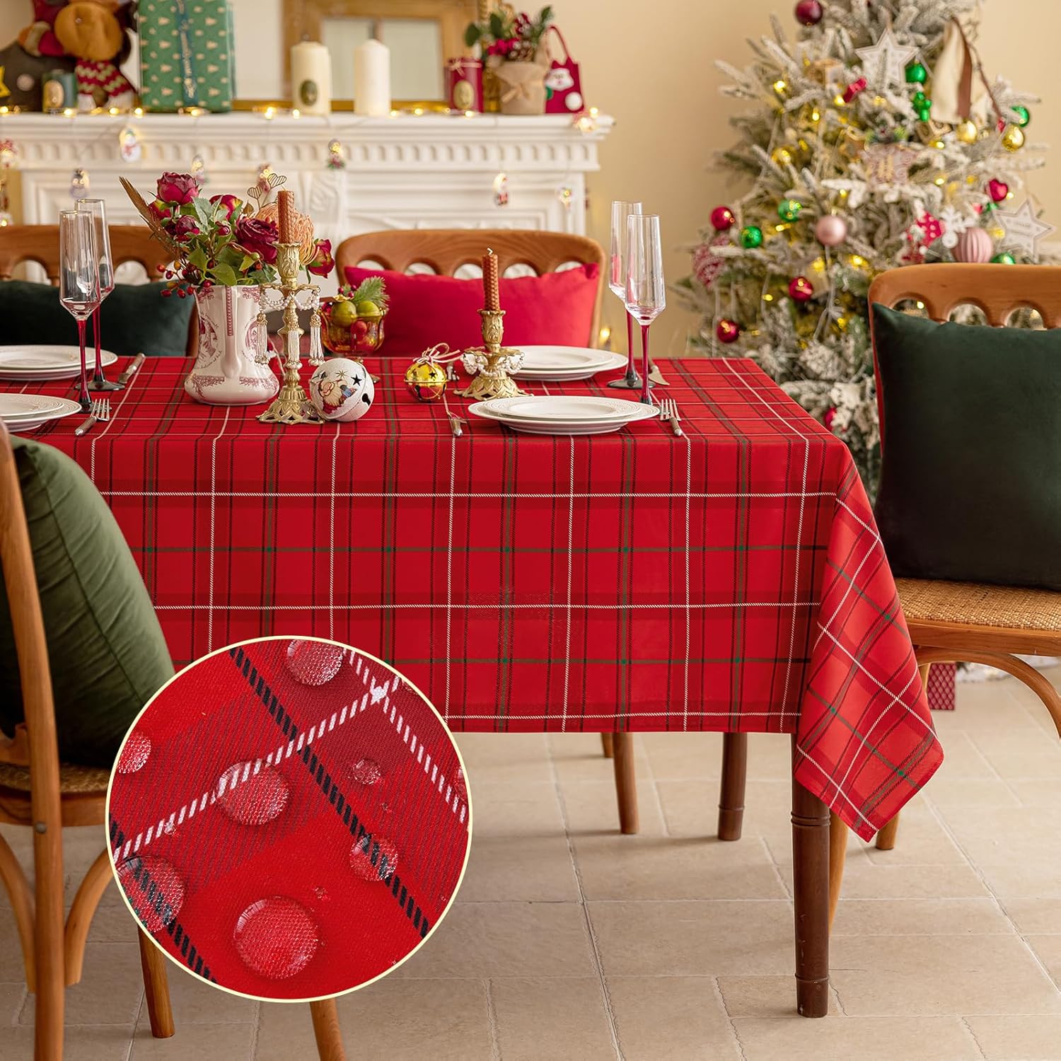 Amazon.com: Romanstile Christmas Rectangle Red Plaid Tablecloth - 60 x ...