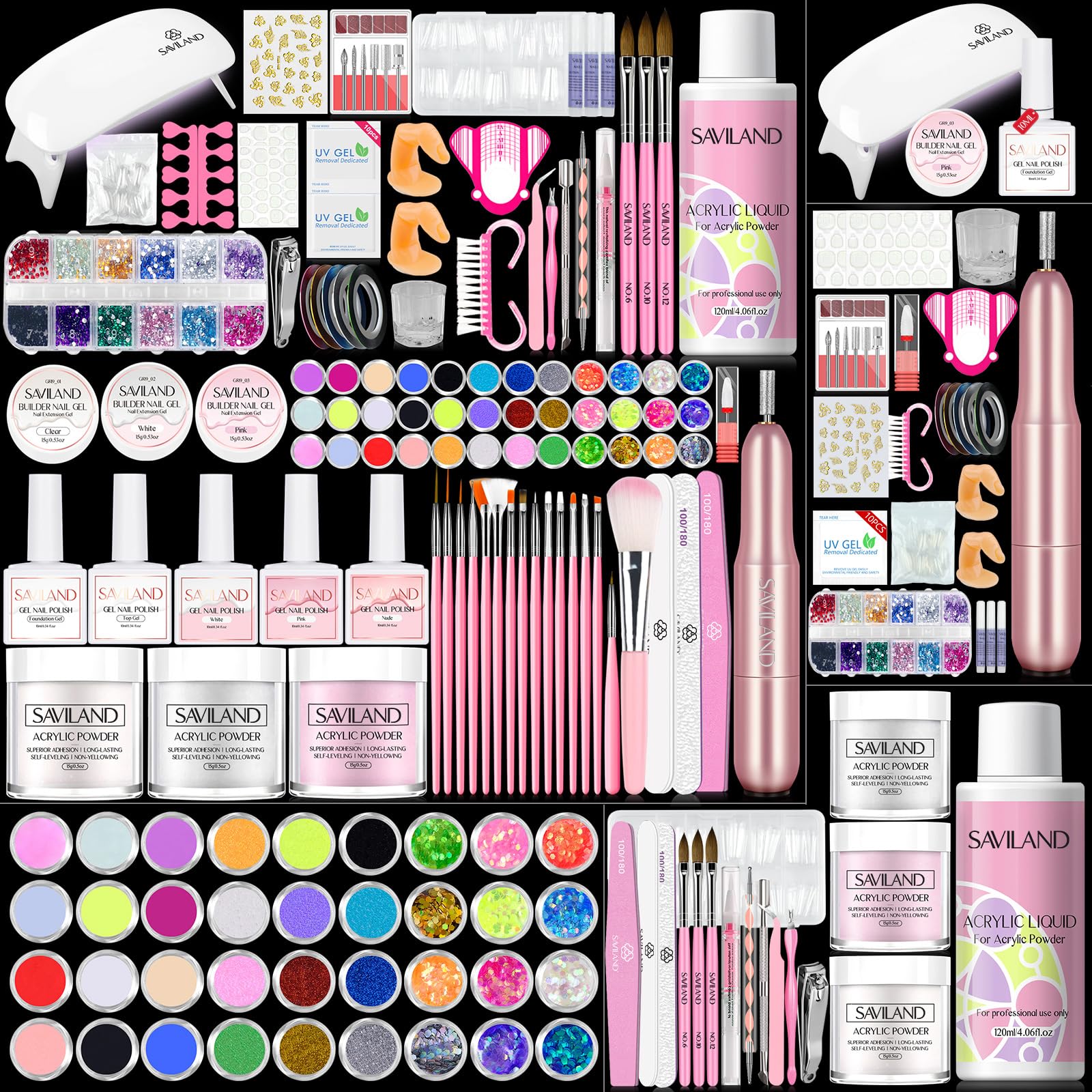 Amazon.com: Saviland Acrylic Nail Kit – Nails Kit Acrylic Set Acrylic ...