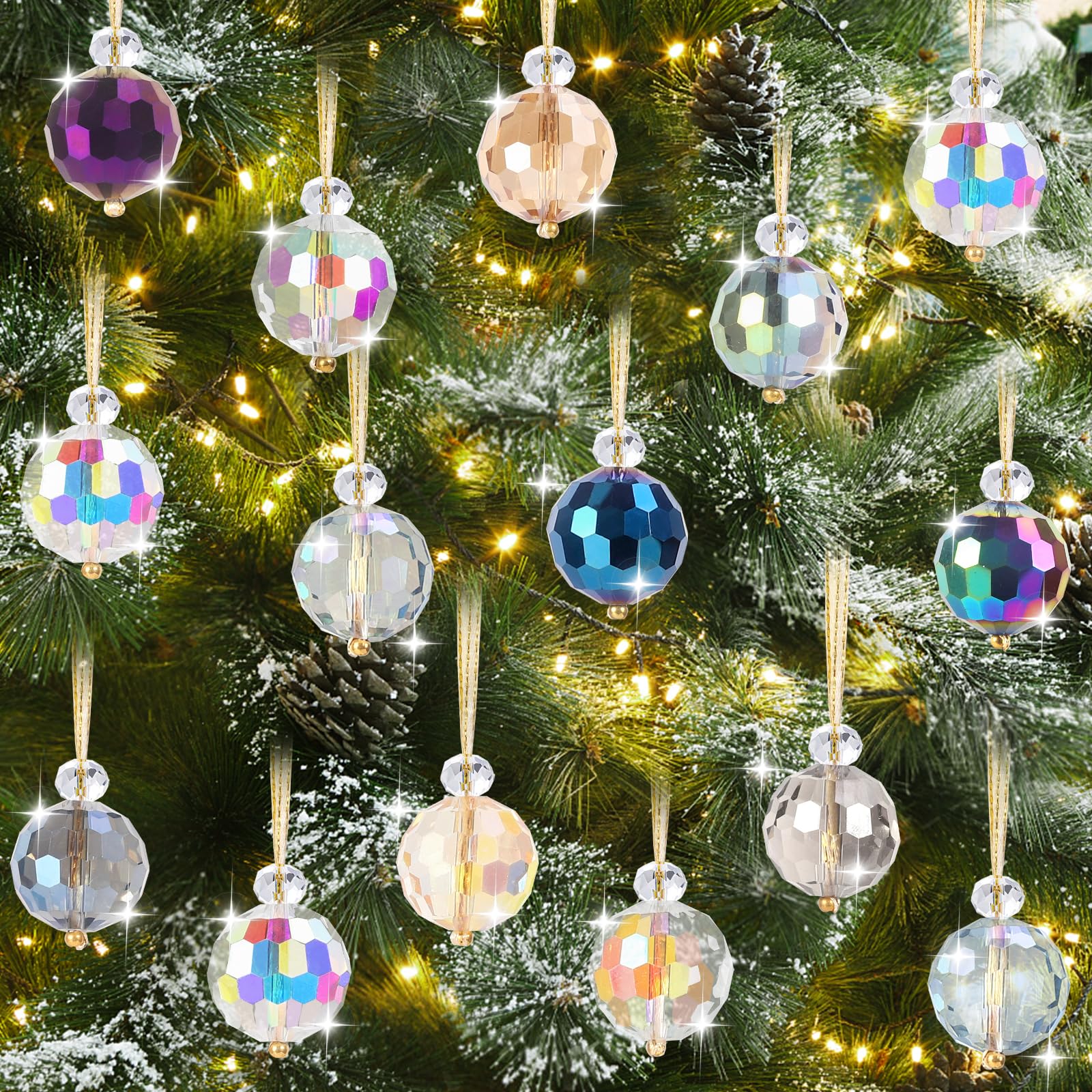 Amazon.com: 15Pcs Christmas Balls Ornaments, Multicolor Crystal ...