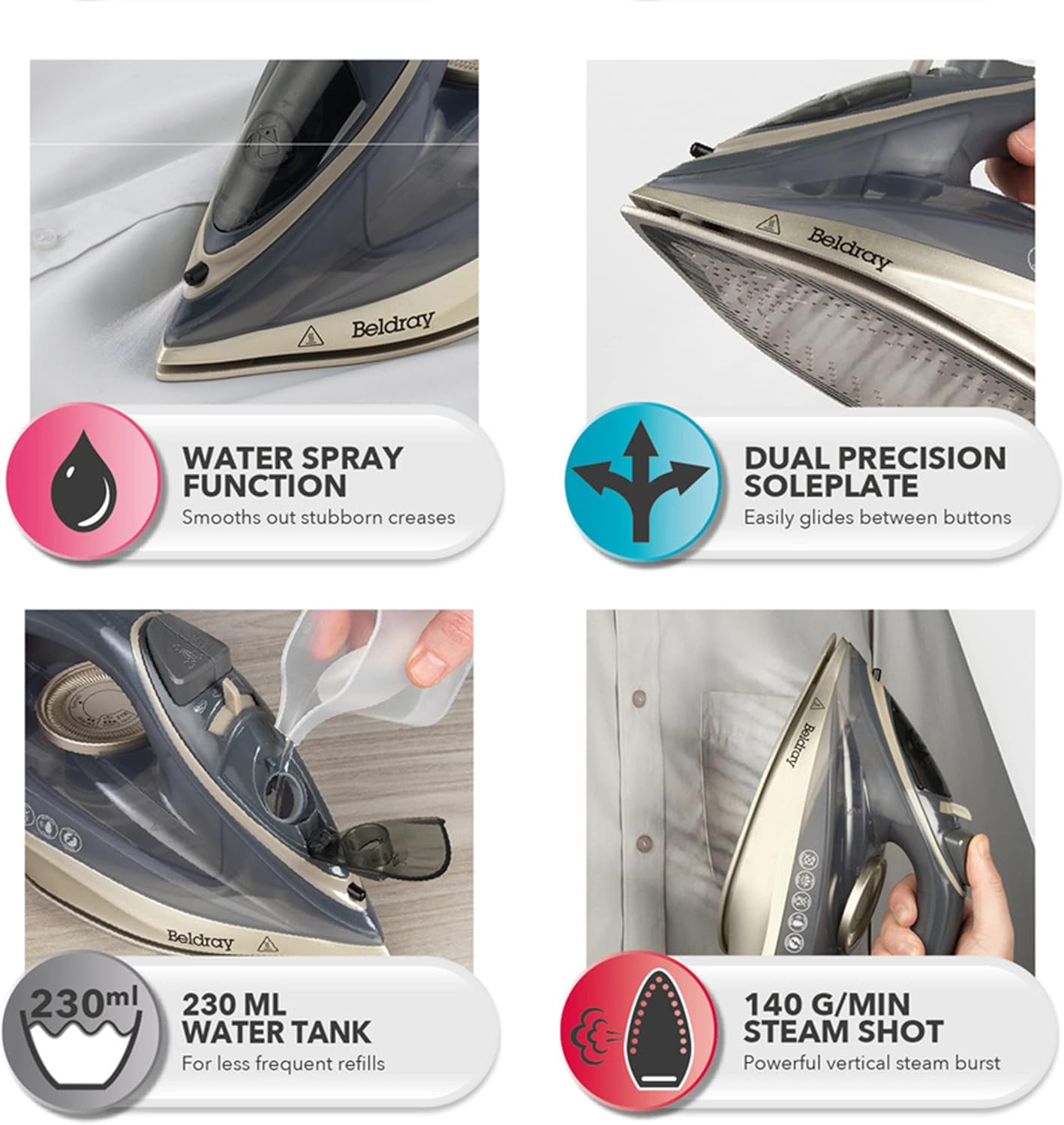 Beldray BEL01609VDE Titanium 2-in-1 Cordless Steam Iron User Manual