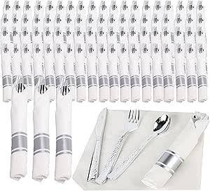 Amazon.com: Skywin Plastic Silverware Sets Individually Wrapped Spoon ...