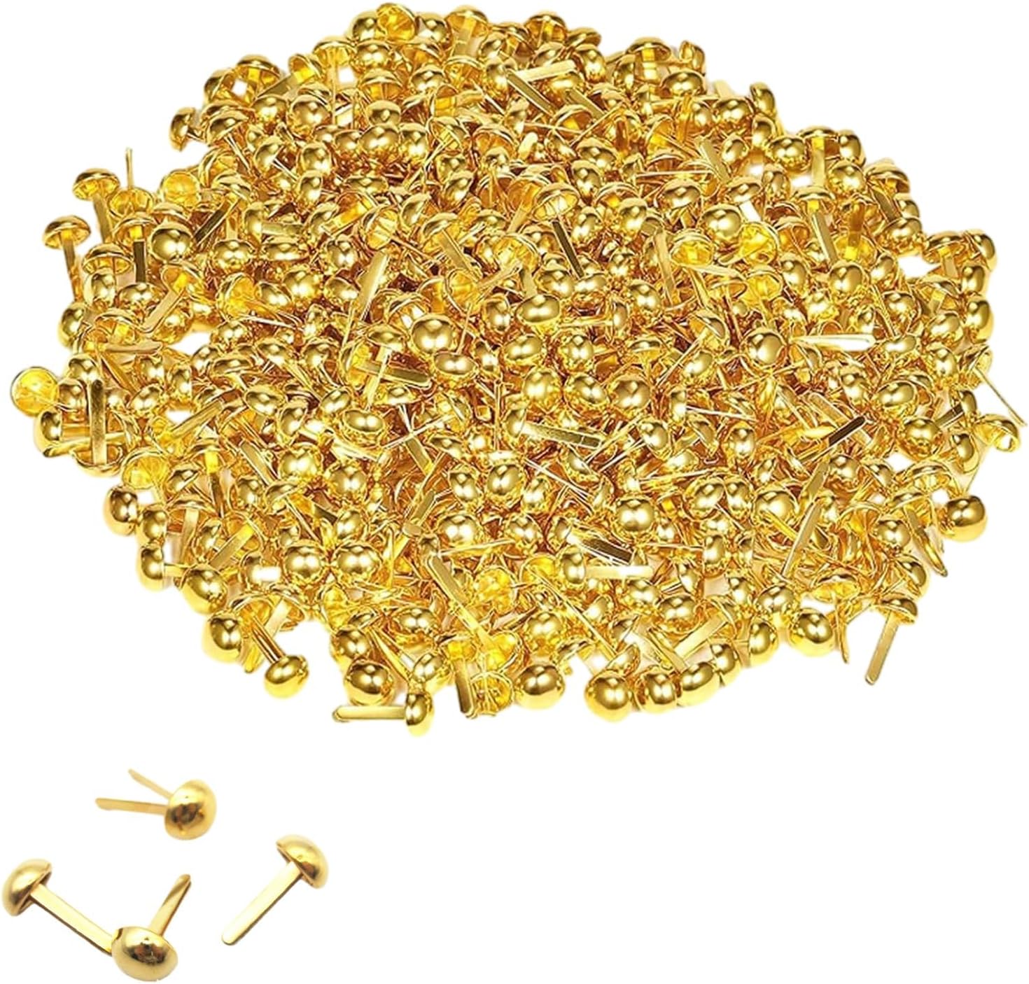 500 PCS Split Pin Split Pins Craft Metal Paper Fasteners Mini Brads Gold Pins Gold Round Head ...