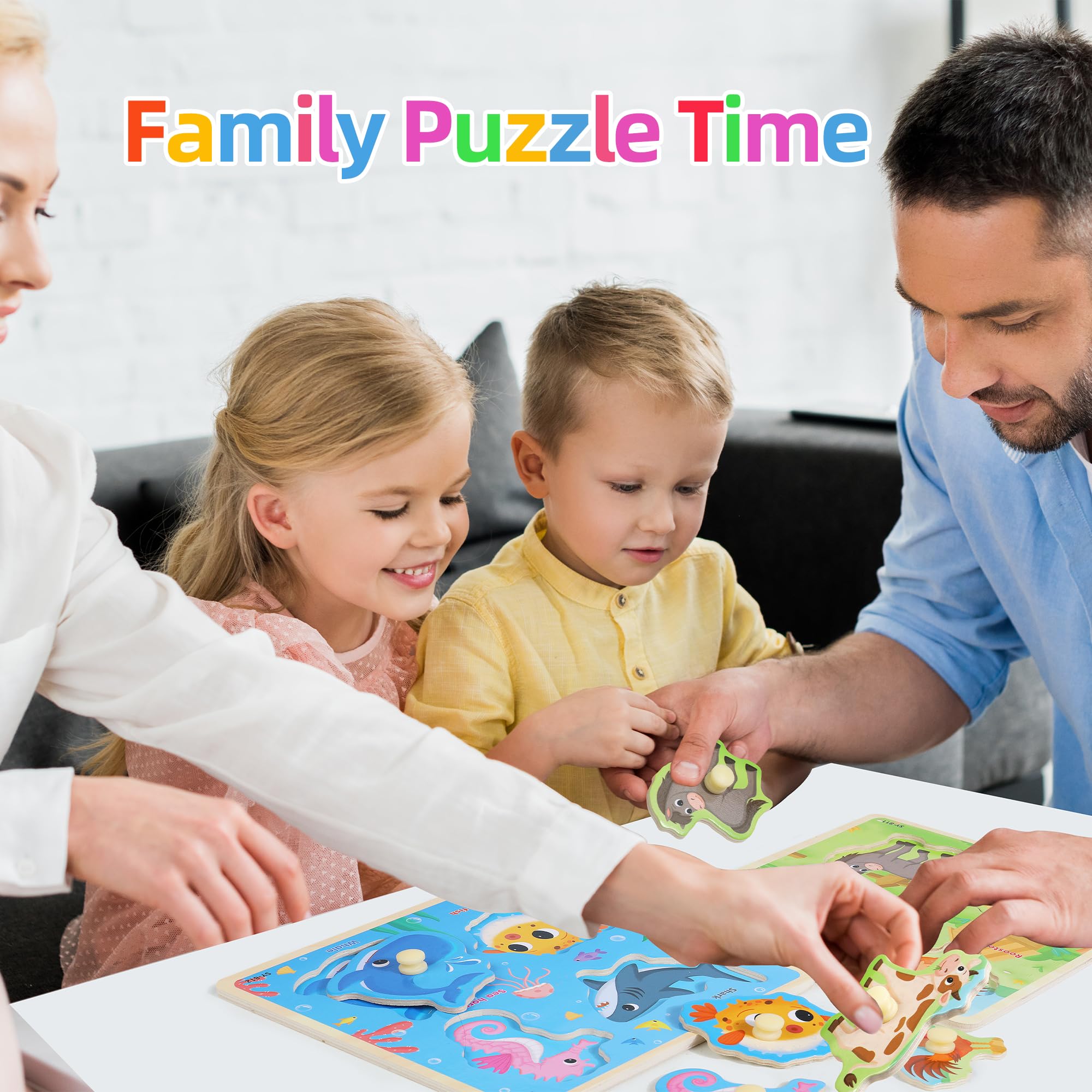 Snapklik.com : 6PCS Wooden Toddler Puzzles, Montessori Toys Peg Puzzles ...