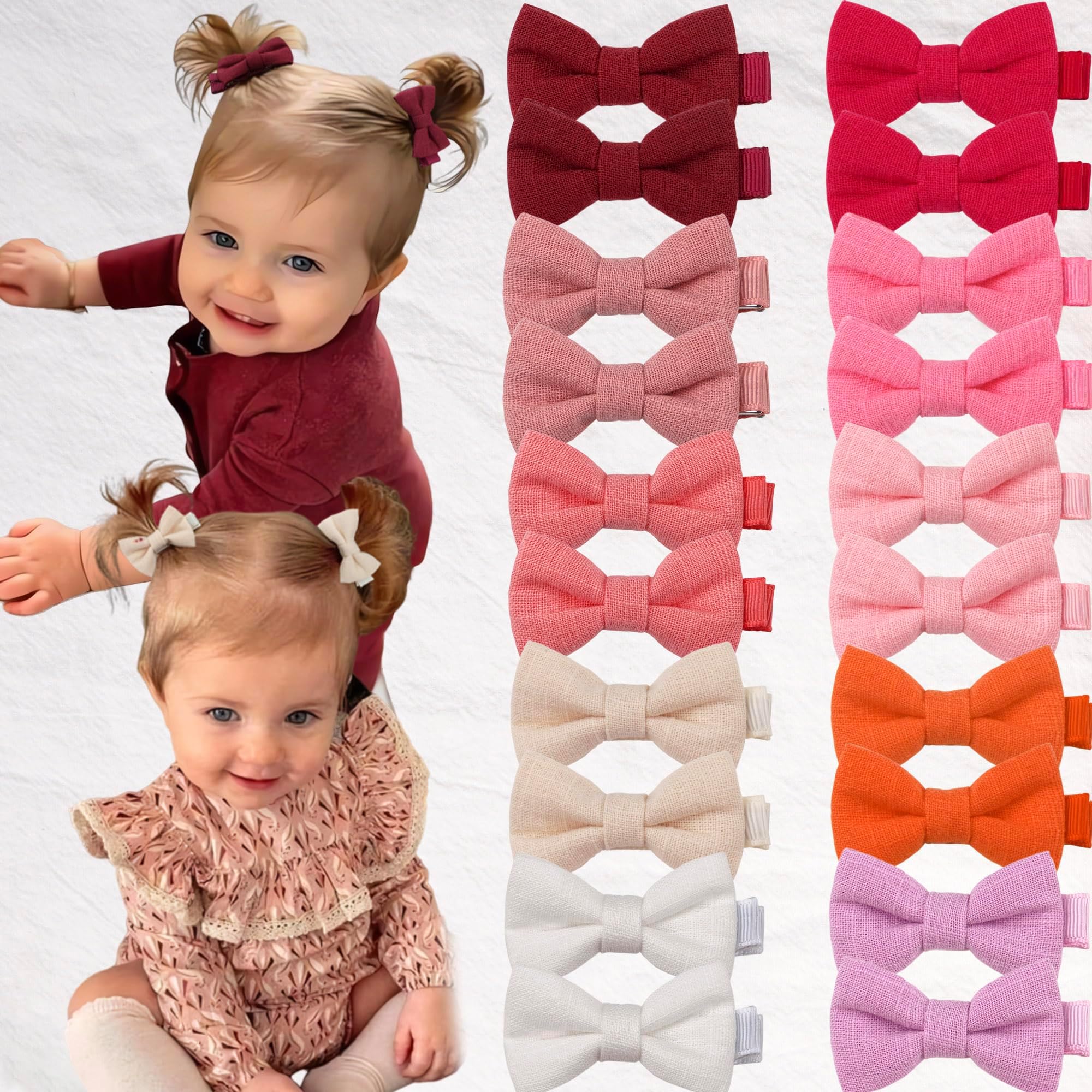 Amazon.com: CÉLLOT Baby Hair Clips Fully Lined 2 inch Bows Cotton and ...