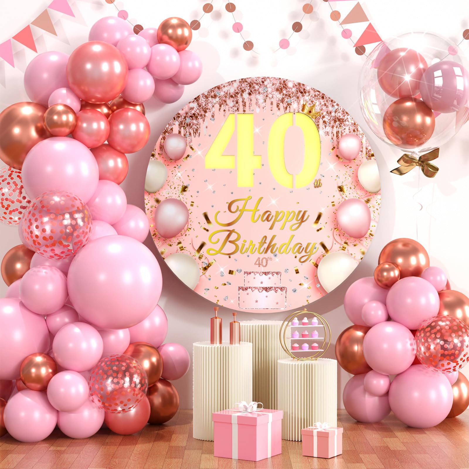 Snapklik.com : 40th Birthday Decorations For Her, Rose Gold Light Up 40 ...