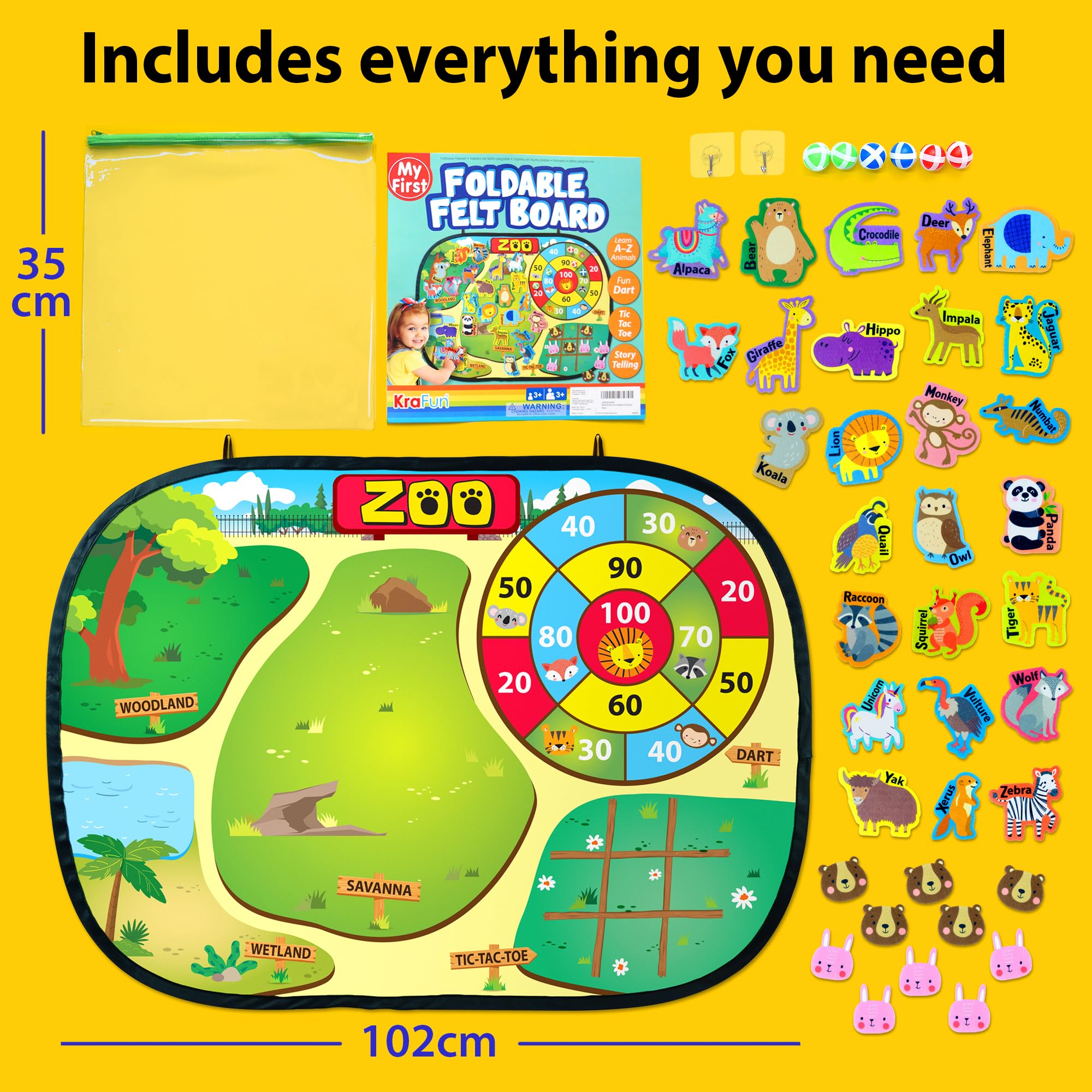 Snapklik.com : KRAFUN Zoo Animals Felt Story Board For Wall Craft Kit 3 ...