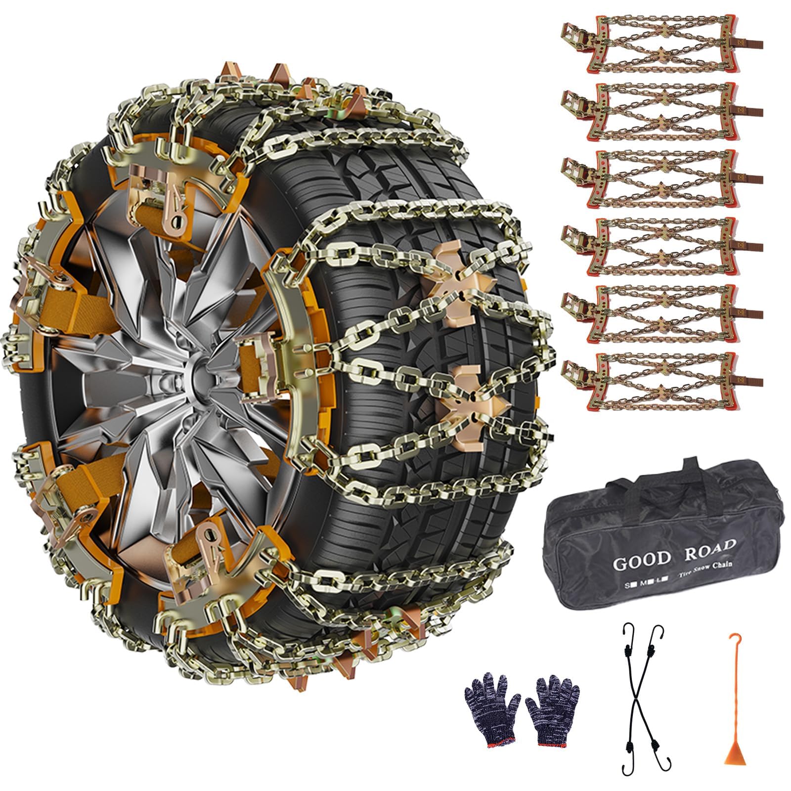 6 Pack Car Snow Chains, Tire Chains for SUV Car Pickup Trucks ...