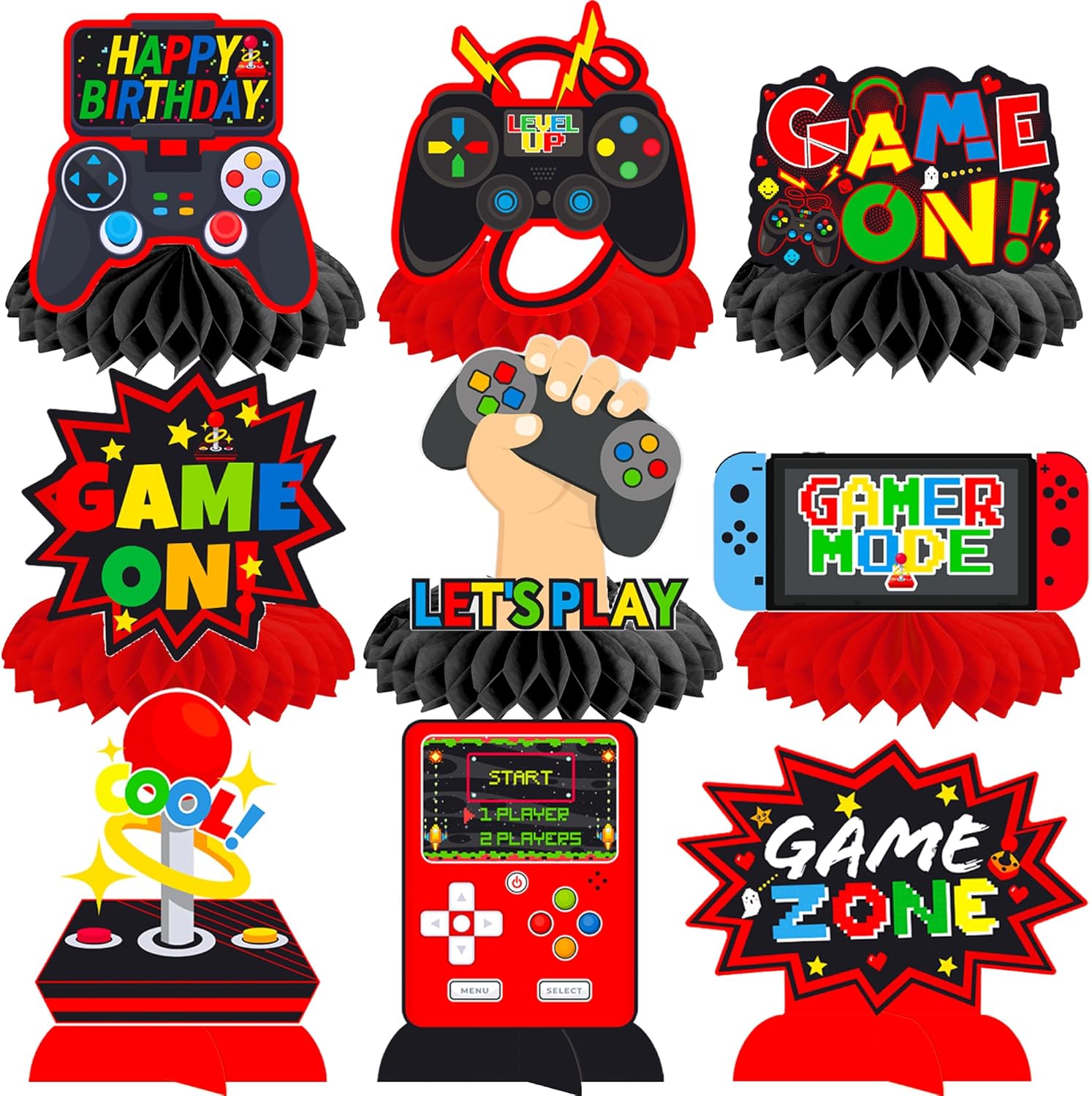 Amazon.com: Gamer Birthday Honeycomb Centerpieces Video Game Birthday ...