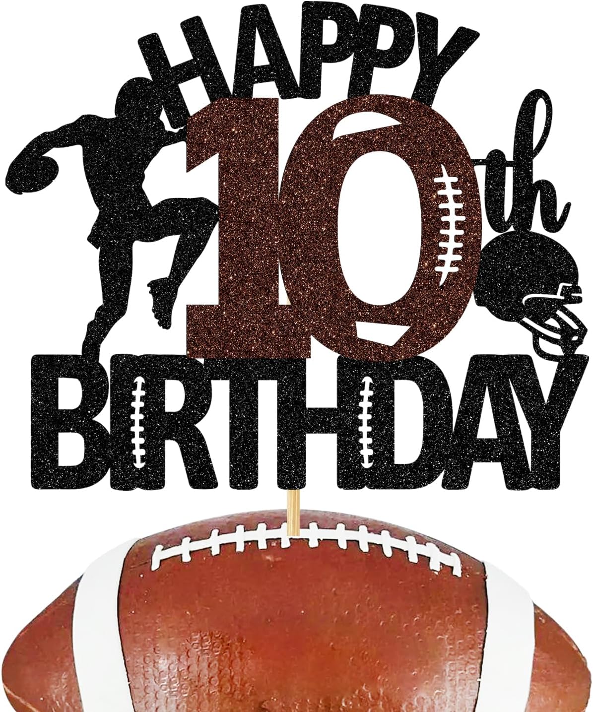 Amazon.com: Tivurcia American Football Happy 10th Birthday Cake Topper ...